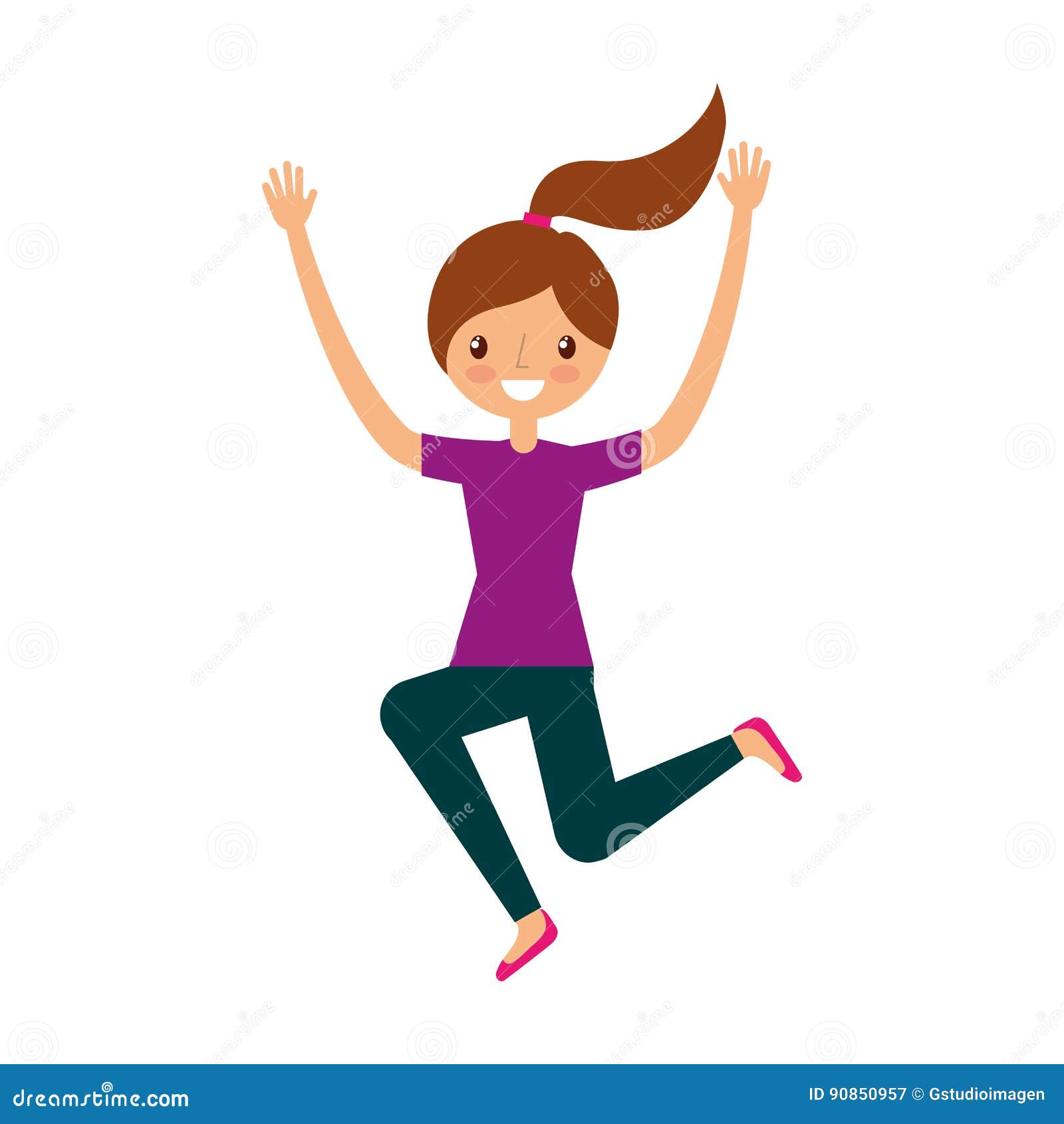 Young Woman Jumping Character Stock Vector - Illustration of action ...