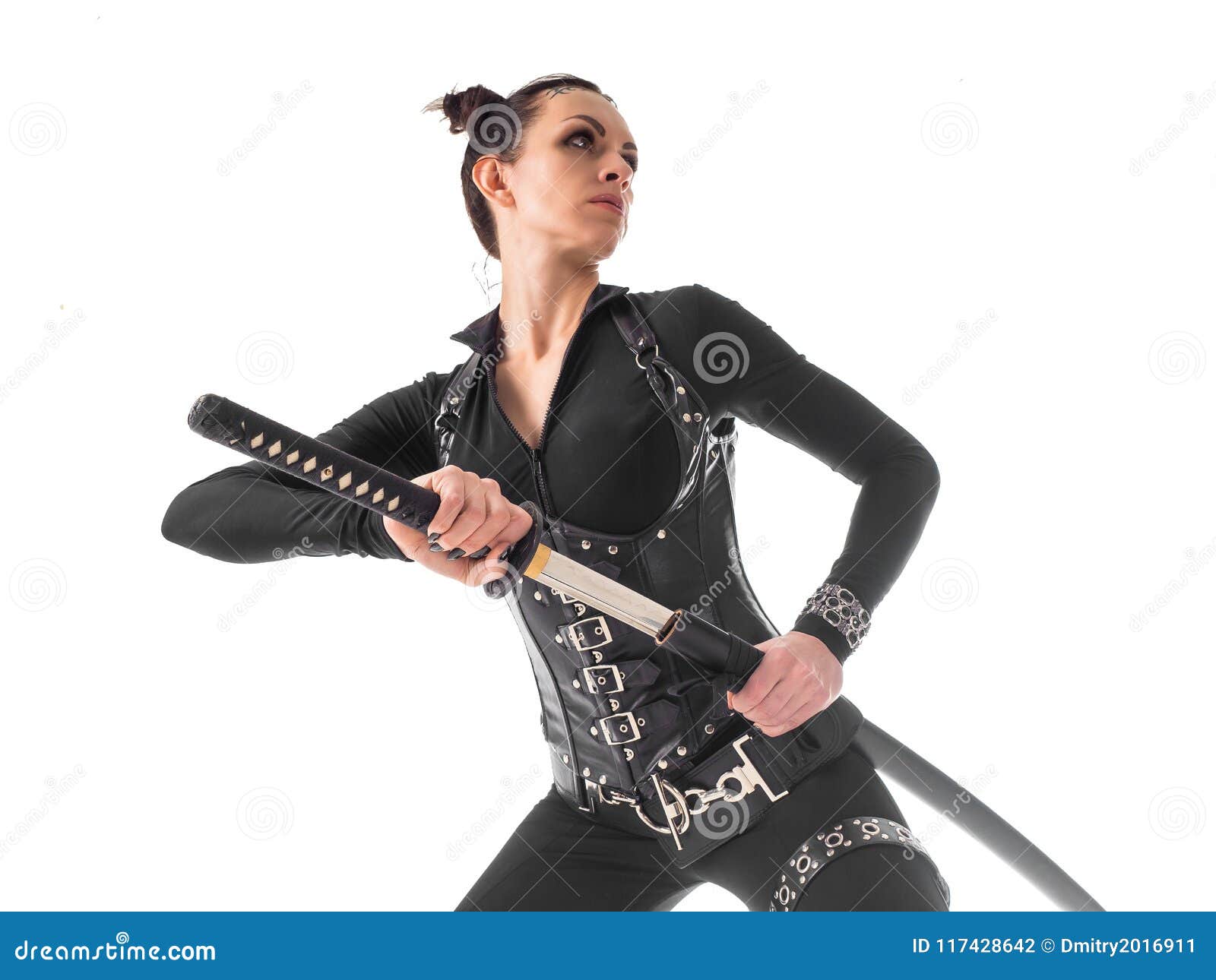 Young Woman with a Katana in Hand Stock Photo - Image of aggression ...