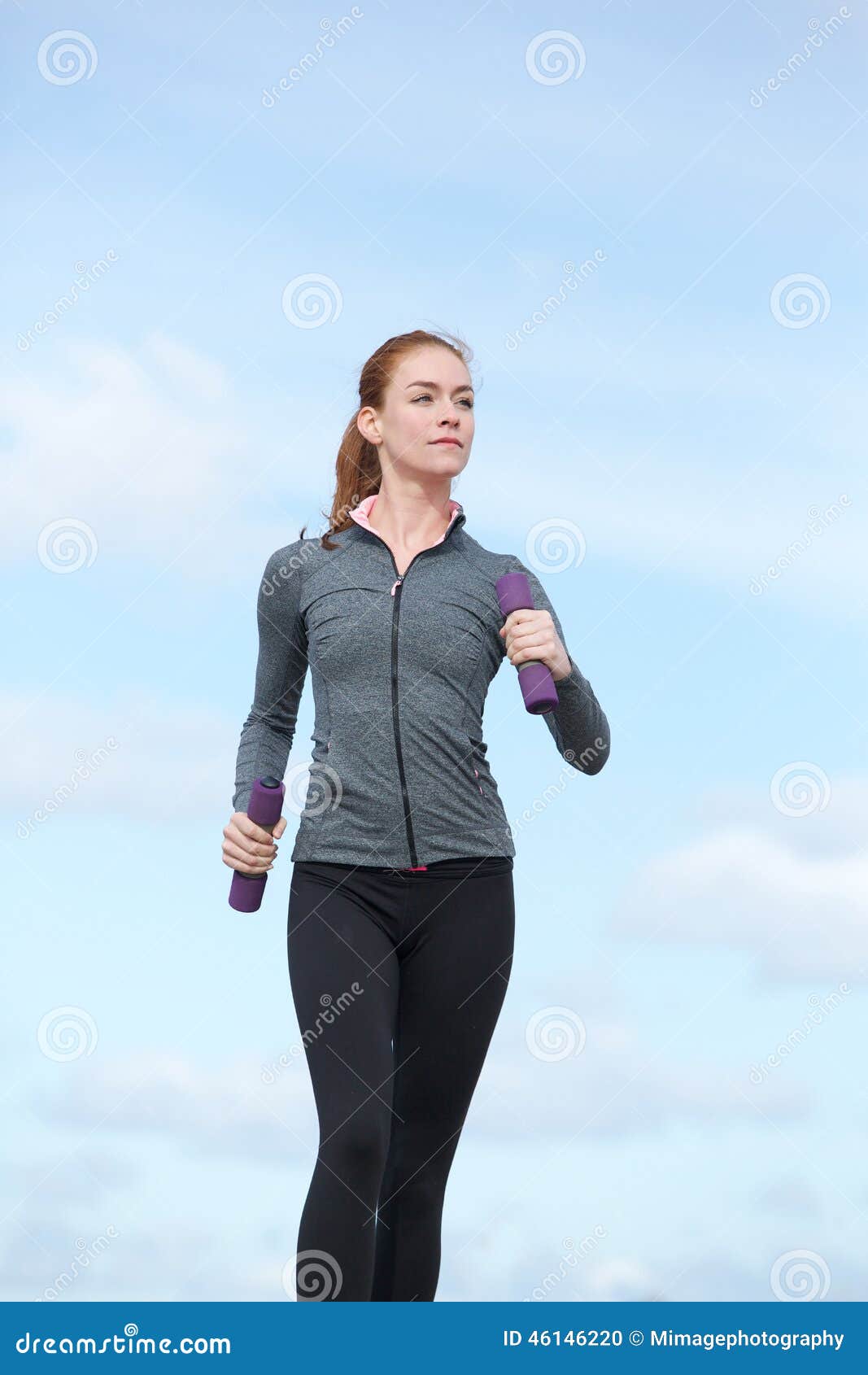 Young Woman Keeping Fit by Power Walking Stock Photo - Image of ...
