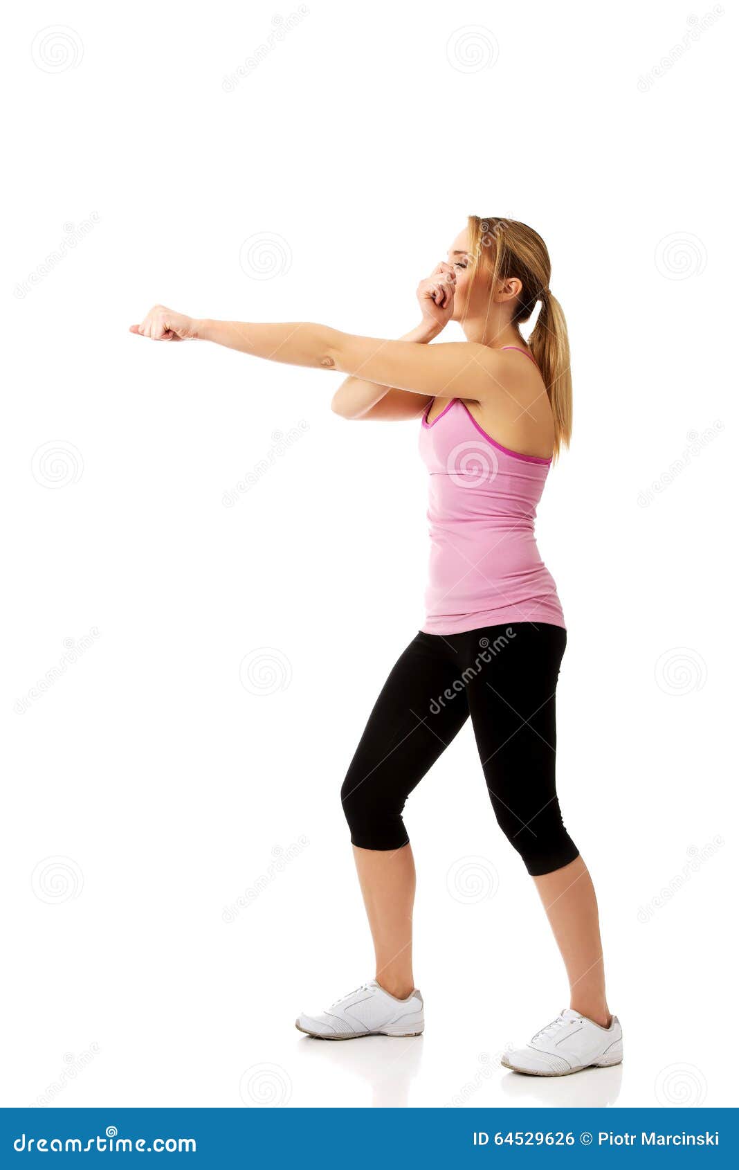 Young Woman in Kick Fitness Pose. Stock Photo - Image of female, sport ...