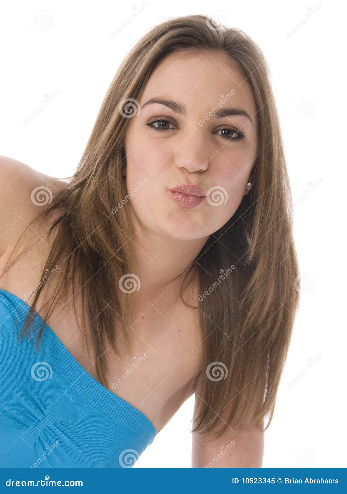 Young woman kissing stock image. Image of blue, kiss - 10523345