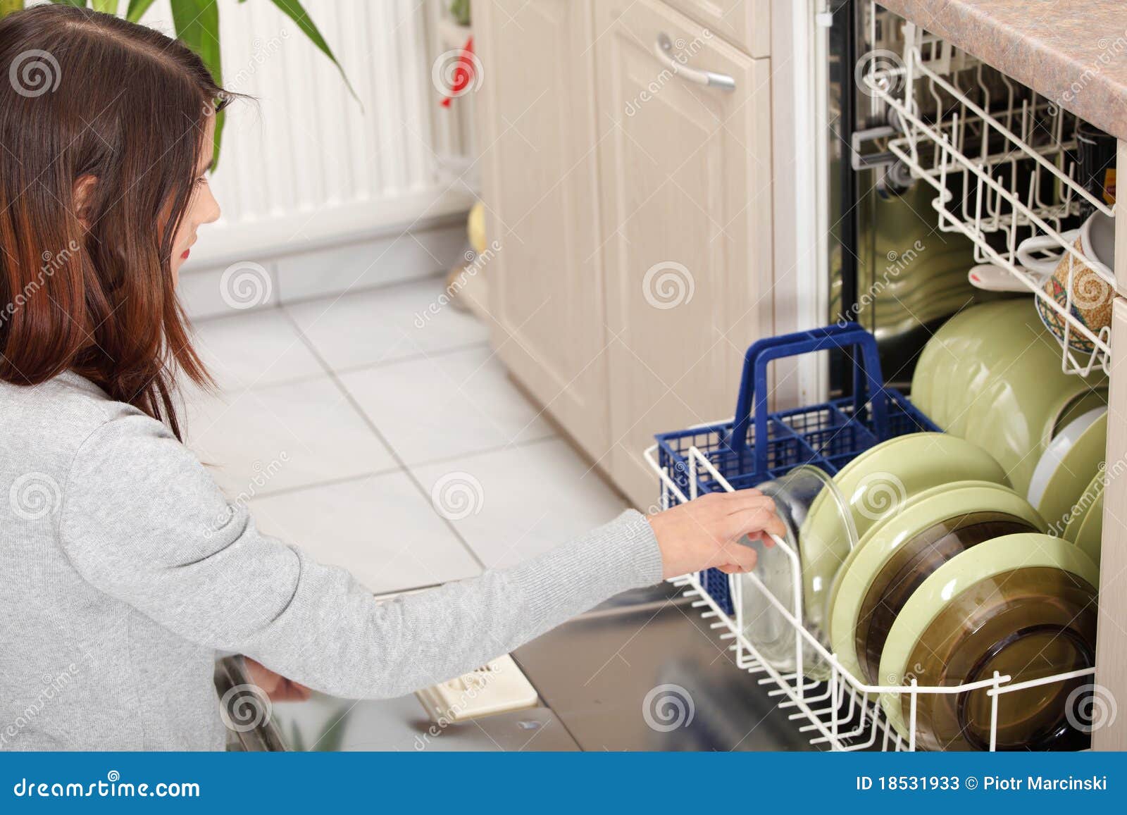 Young Woman in Kitchen Doing Housework. Stock Image - Image of everyday ...