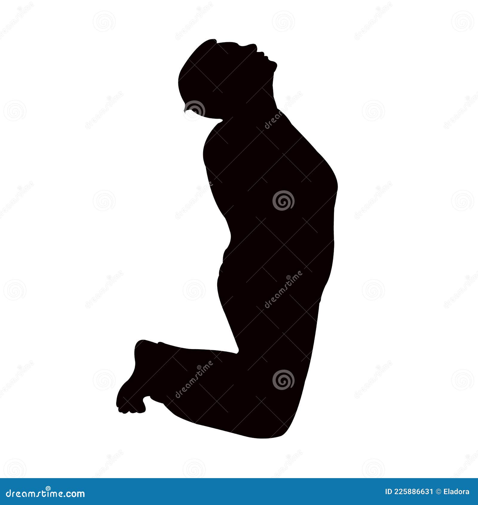 A Young Woman Kneeling Down, Silhouette Vector Stock Vector ...