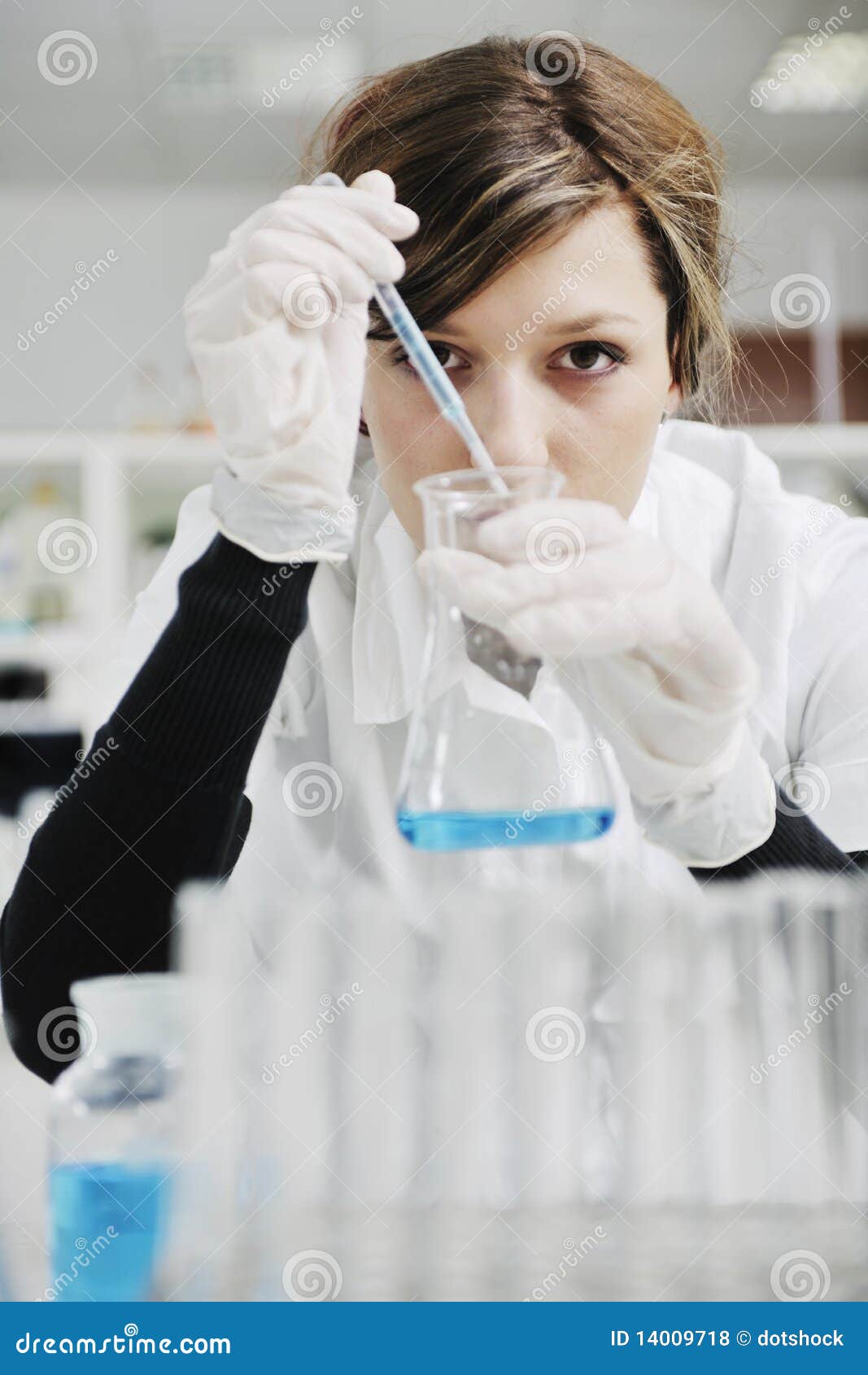Young woman in lab stock photo. Image of chemist, research - 14009718