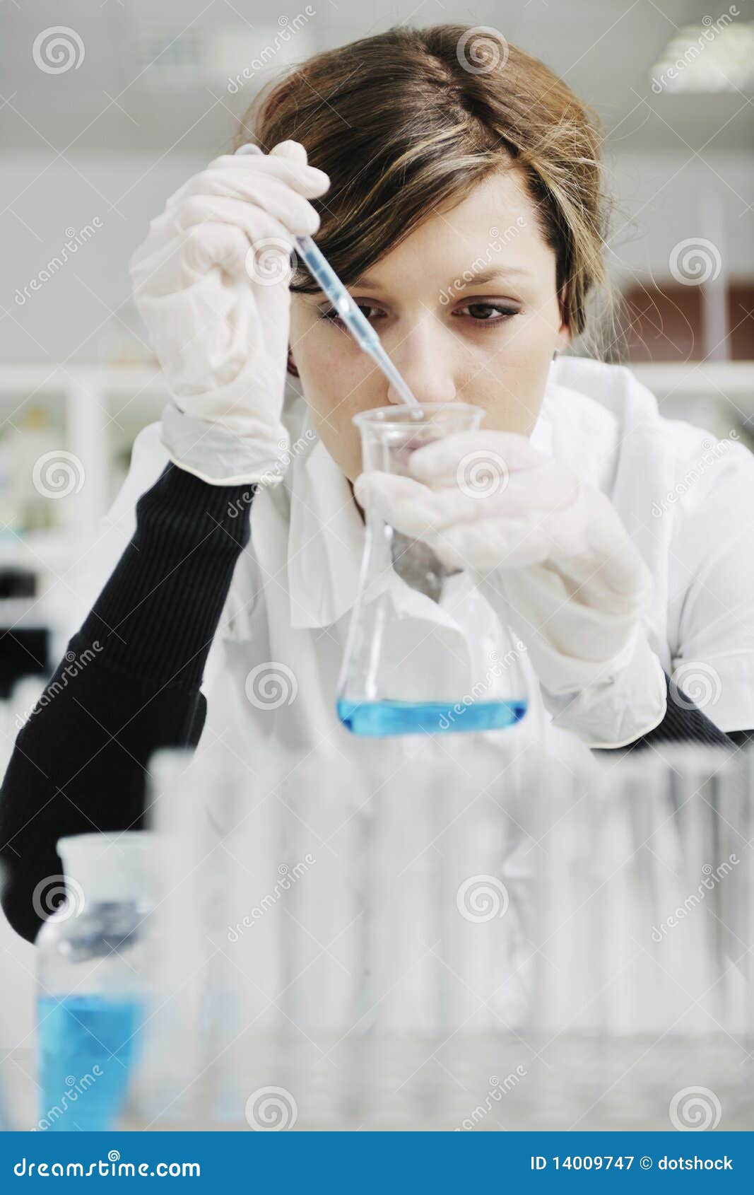 Young woman in lab stock image. Image of cure, research - 14009747