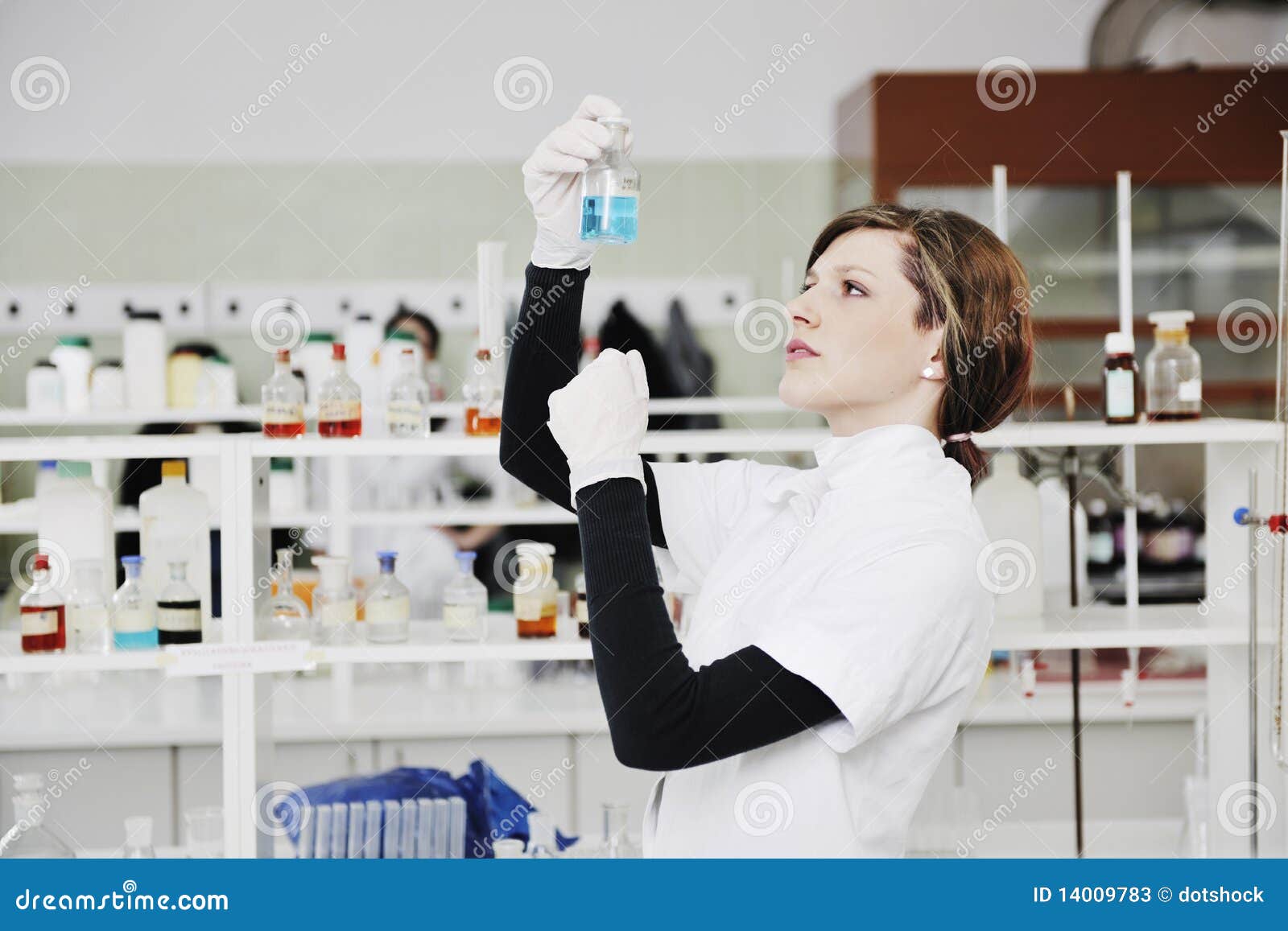 Young woman in lab stock image. Image of physician, cure - 14009783
