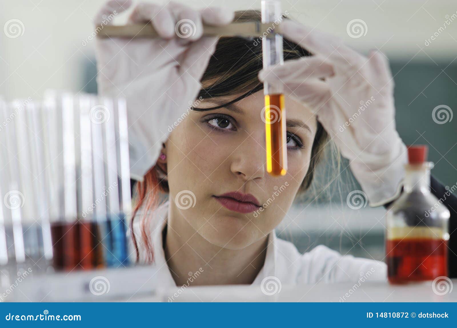 Young woman in lab stock photo. Image of medicine, health - 14810872