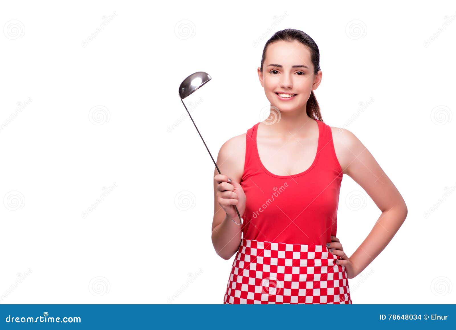 The Young Woman with Ladle Isolated on White Stock Photo - Image of ...