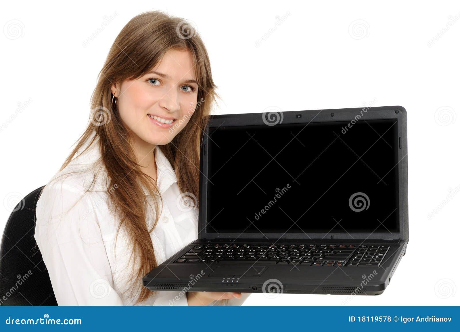 Young woman with laptop stock photo. Image of female - 18119578