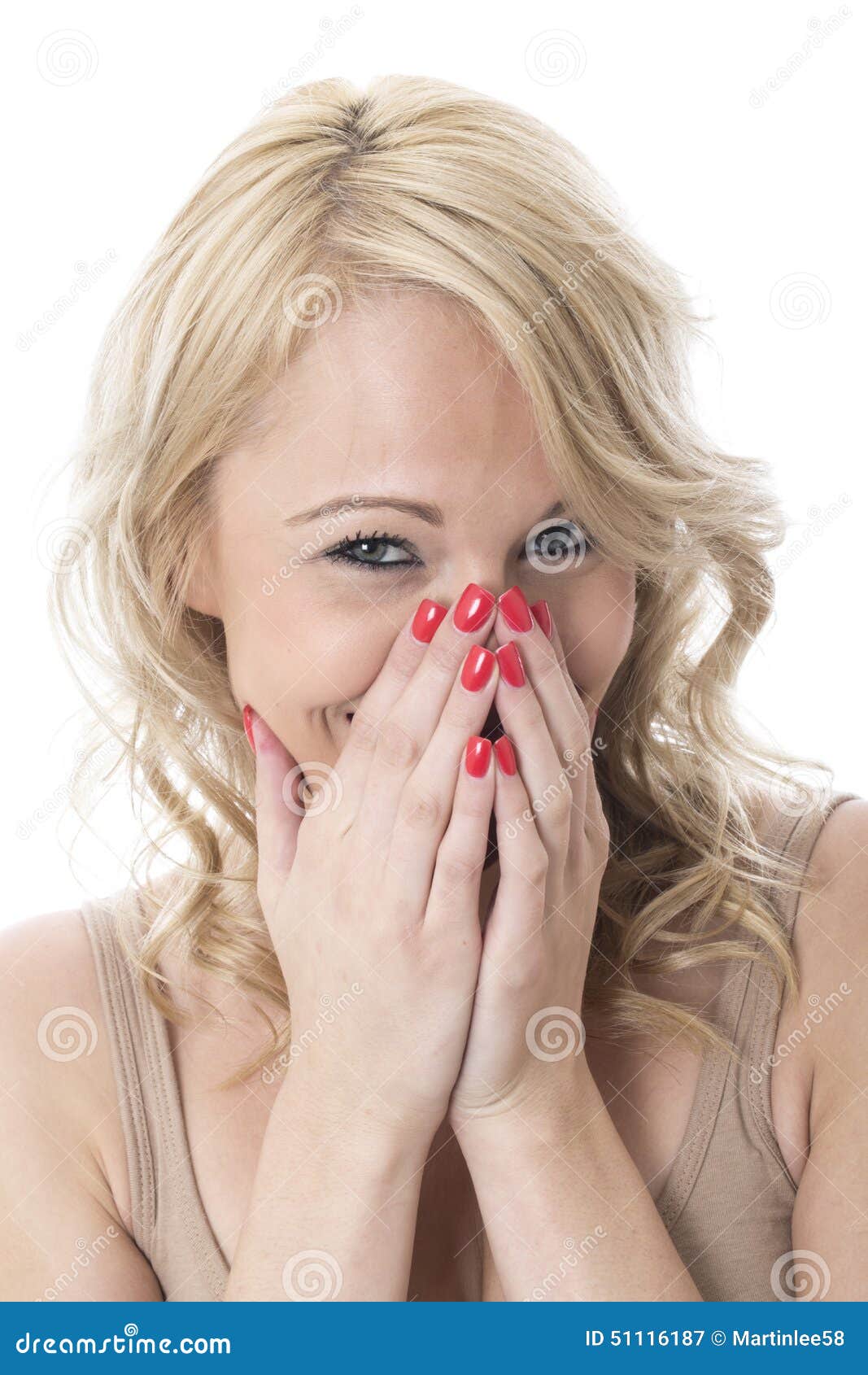 Laughing Embarrassed Woman Cover Facepalm Shame Stock Photo ...