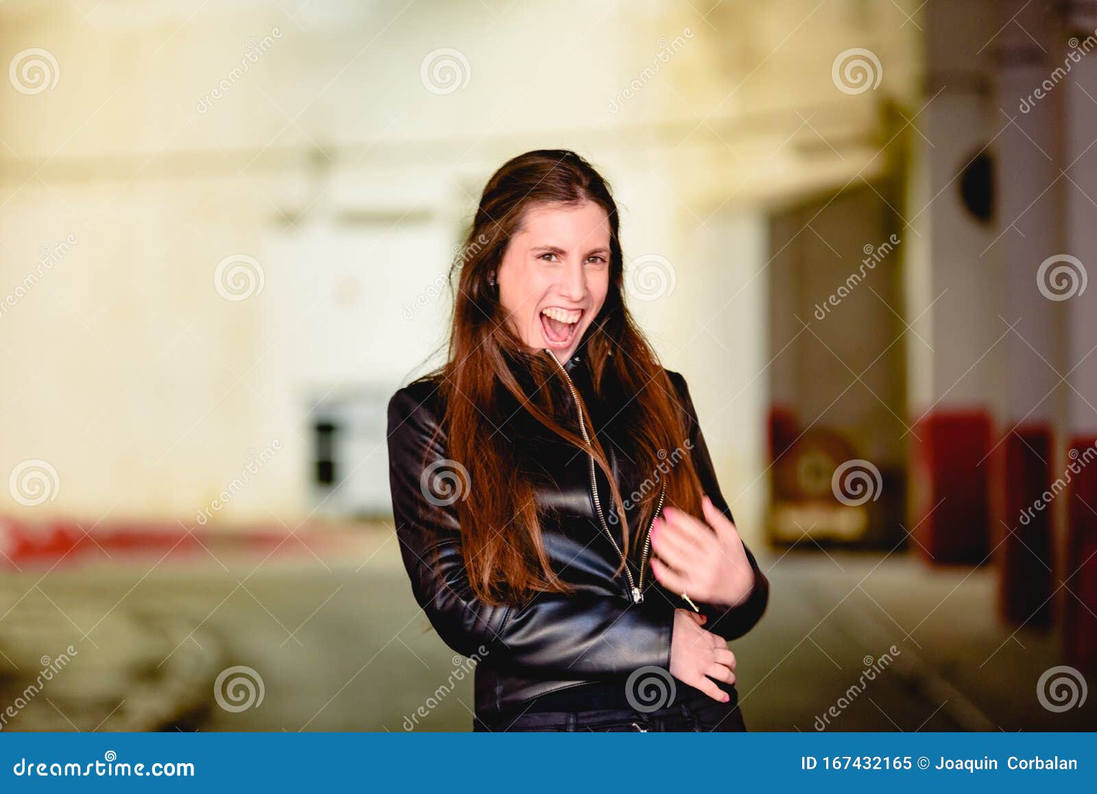 Young Woman Laughing Loudly Stock Image - Image of excited, girls ...