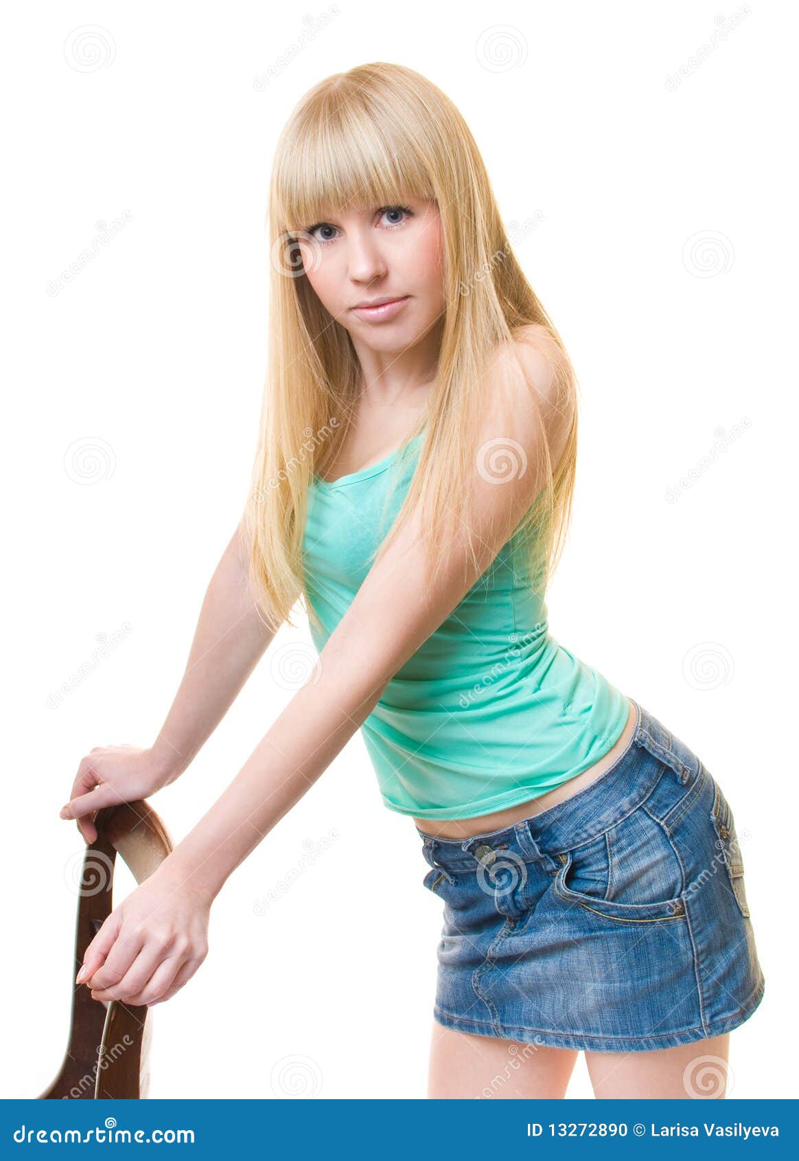 The Young Woman Leaning Against a Chair Stock Photo - Image of young ...