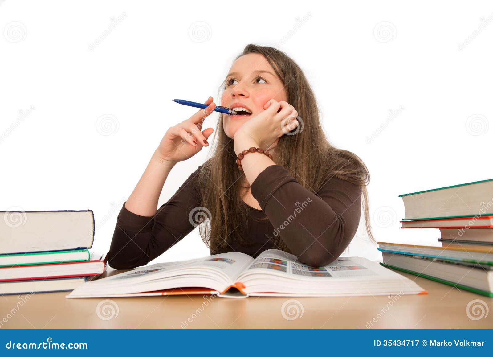 Young woman is learning stock image. Image of beauty - 35434717