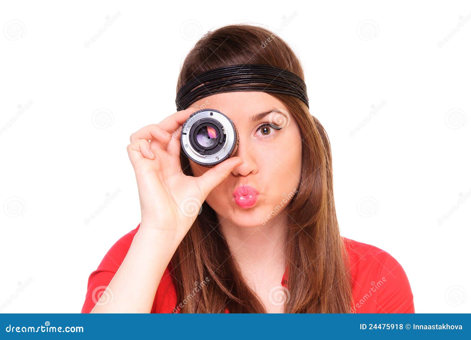 Young woman with a lens stock photo. Image of observer - 24475918