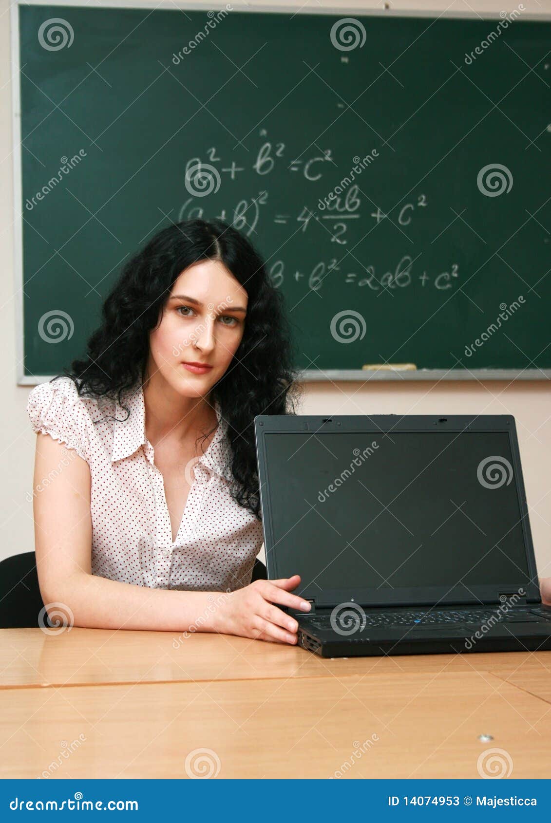 Young woman at the lesson stock image. Image of chalk - 14074953