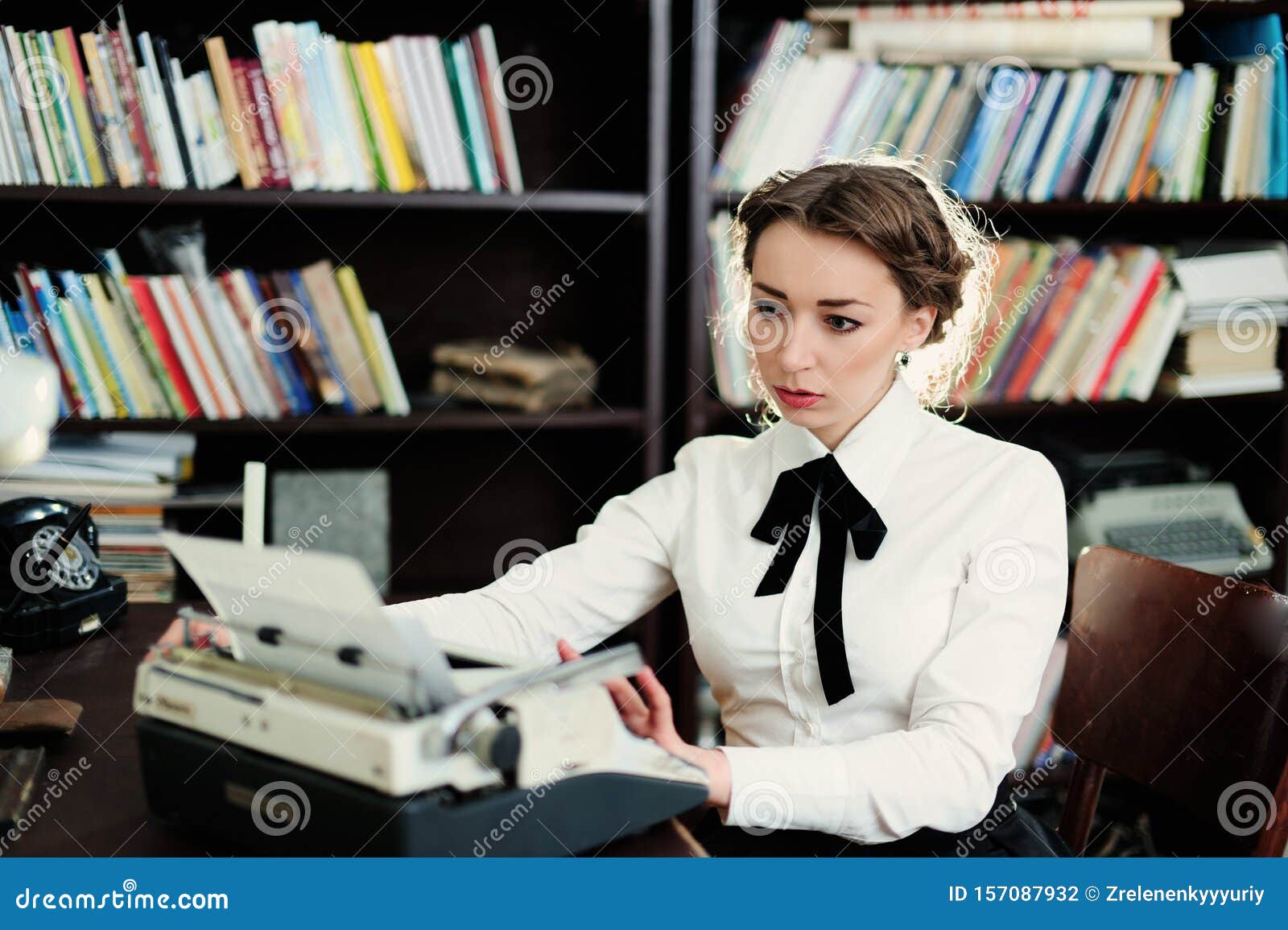 A Young Woman in the Library Stock Photo - Image of student ...