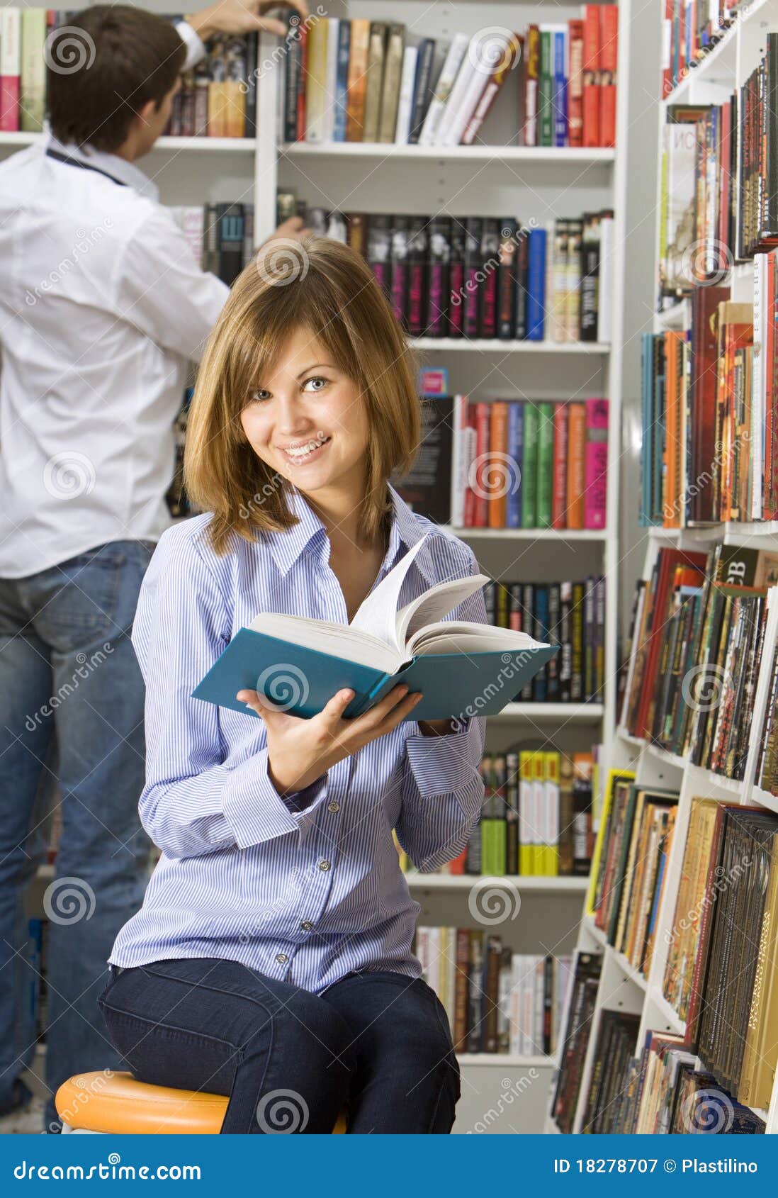 Young woman in the library stock image. Image of adolescence - 18278707