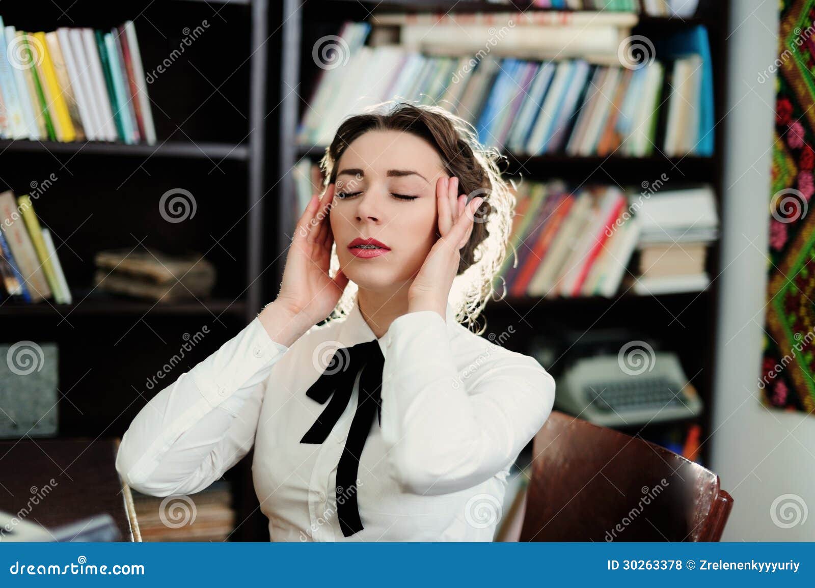 A Young Woman in the Library Stock Photo - Image of girl, book: 30263378