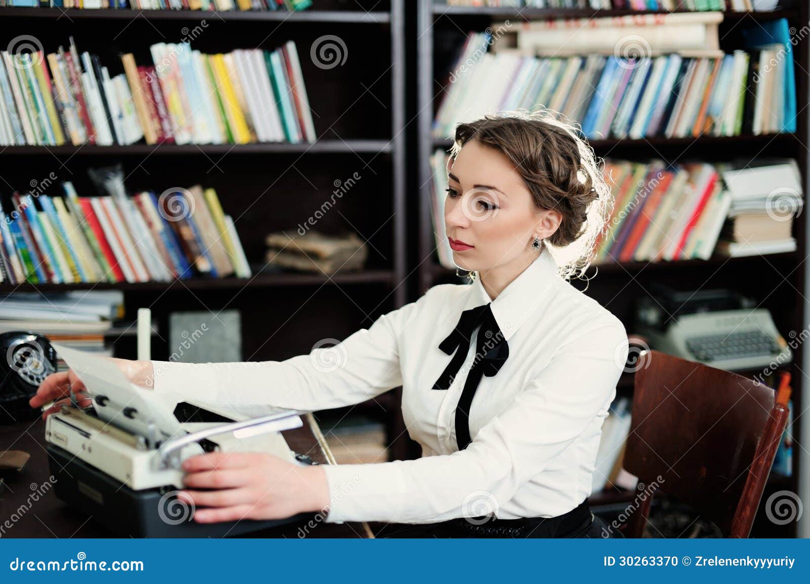 A Young Woman in the Library Stock Photo - Image of attractive ...