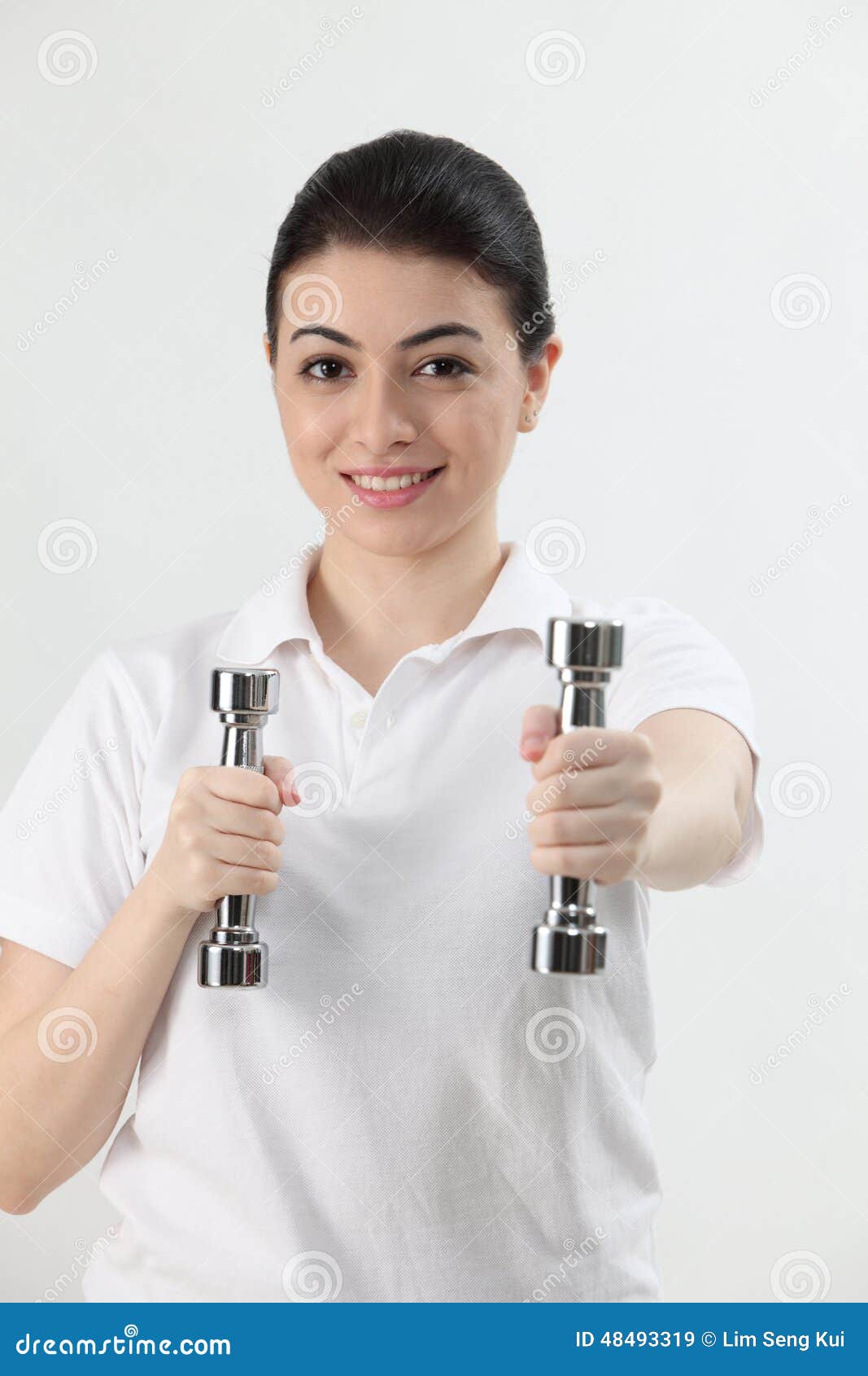 Young Woman Lifting Hand Weights Stock Image - Image of holding, asian ...