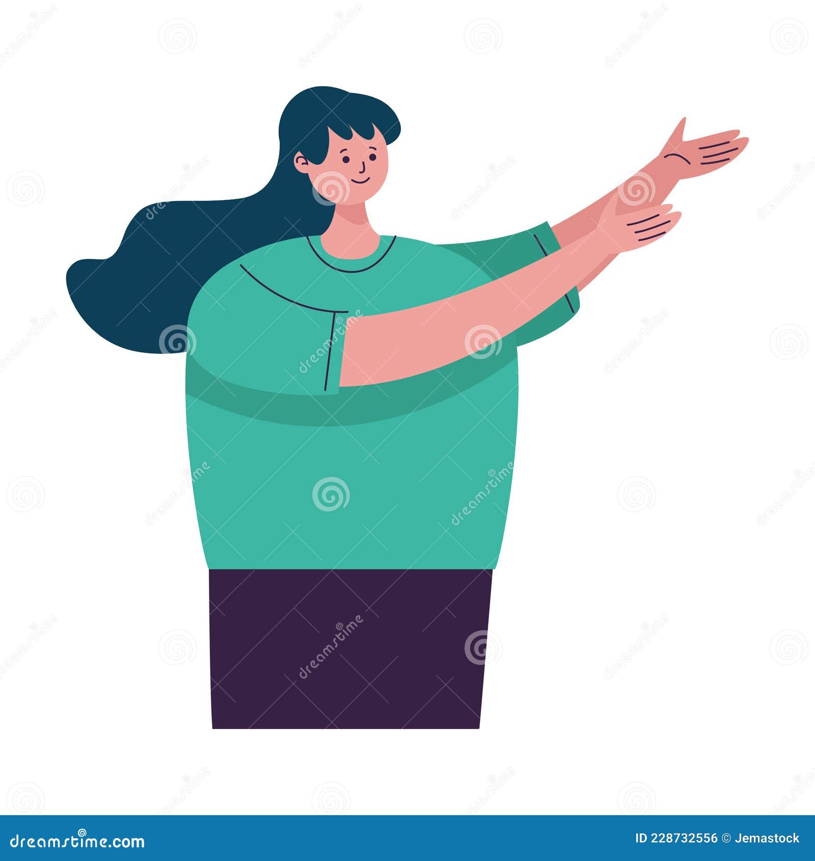 Young woman lifting hands stock vector. Illustration of speaking ...