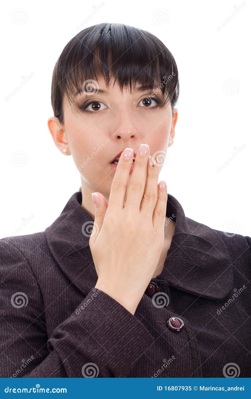 Young Woman Listening Rumor Stock Image - Image of commerce, gesturing ...