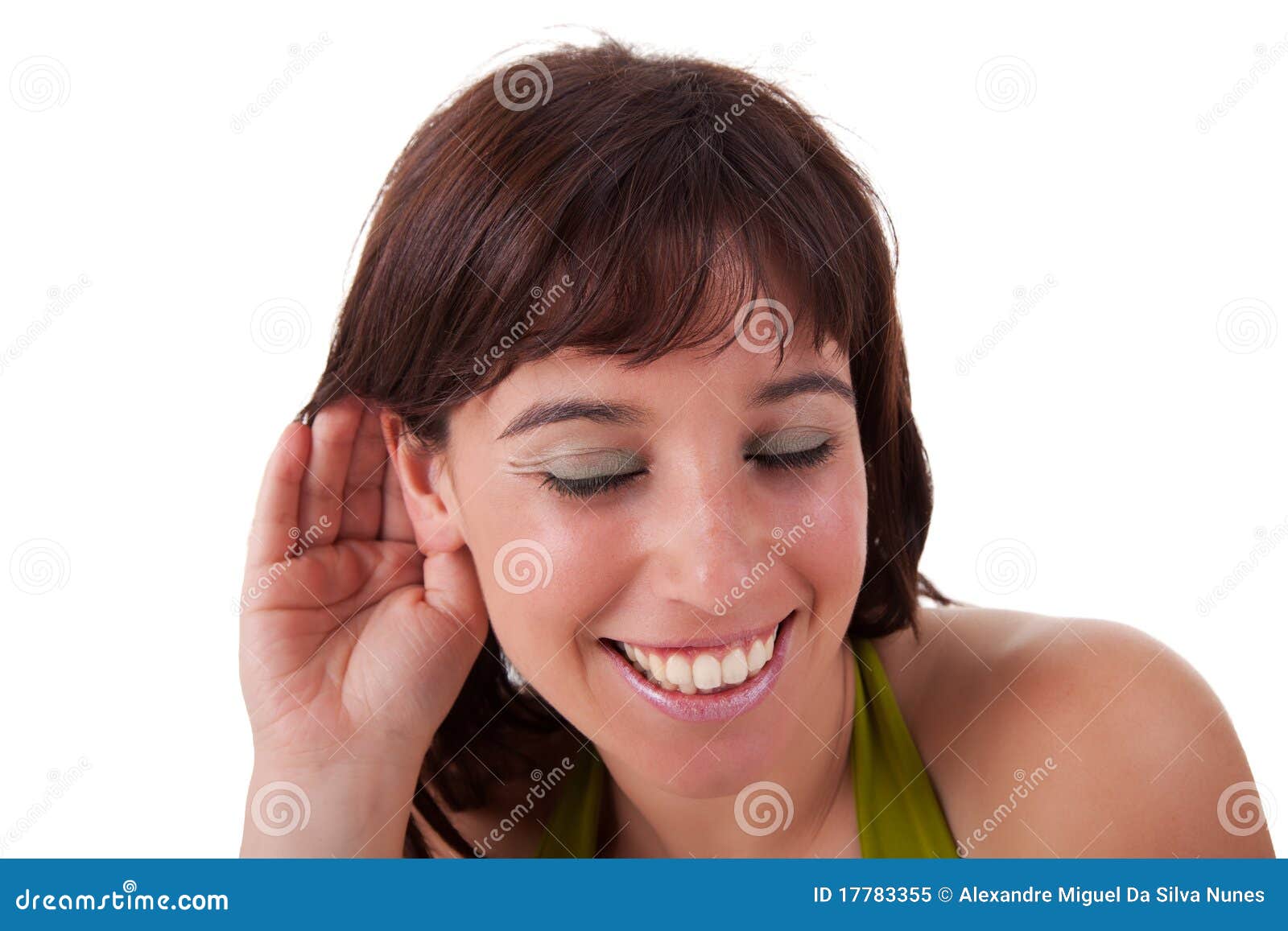 Young Woman, Listening and Smiling Stock Image - Image of female ...