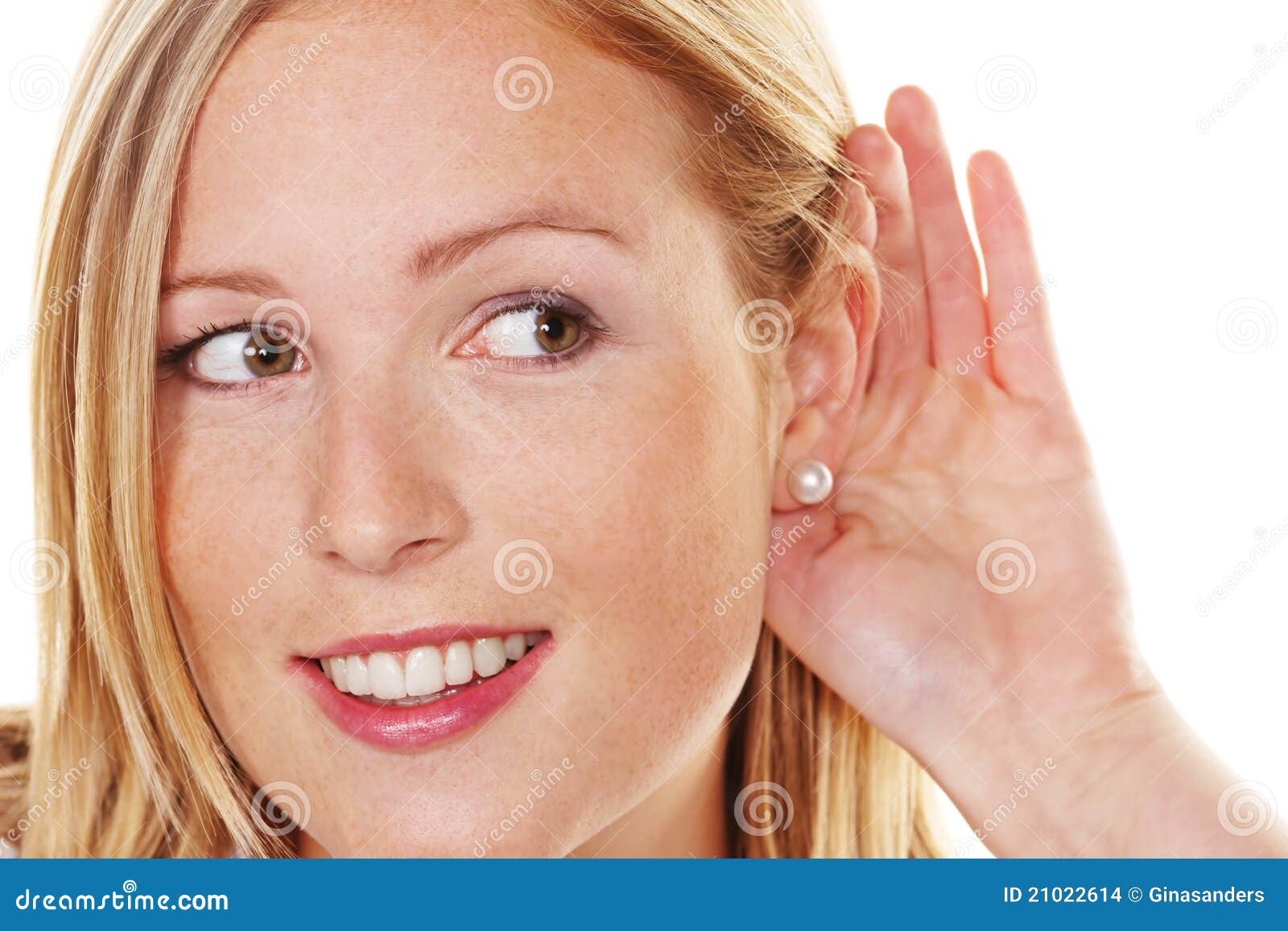 Young Woman Listening To the Stock Photo - Image of premiums, ears ...