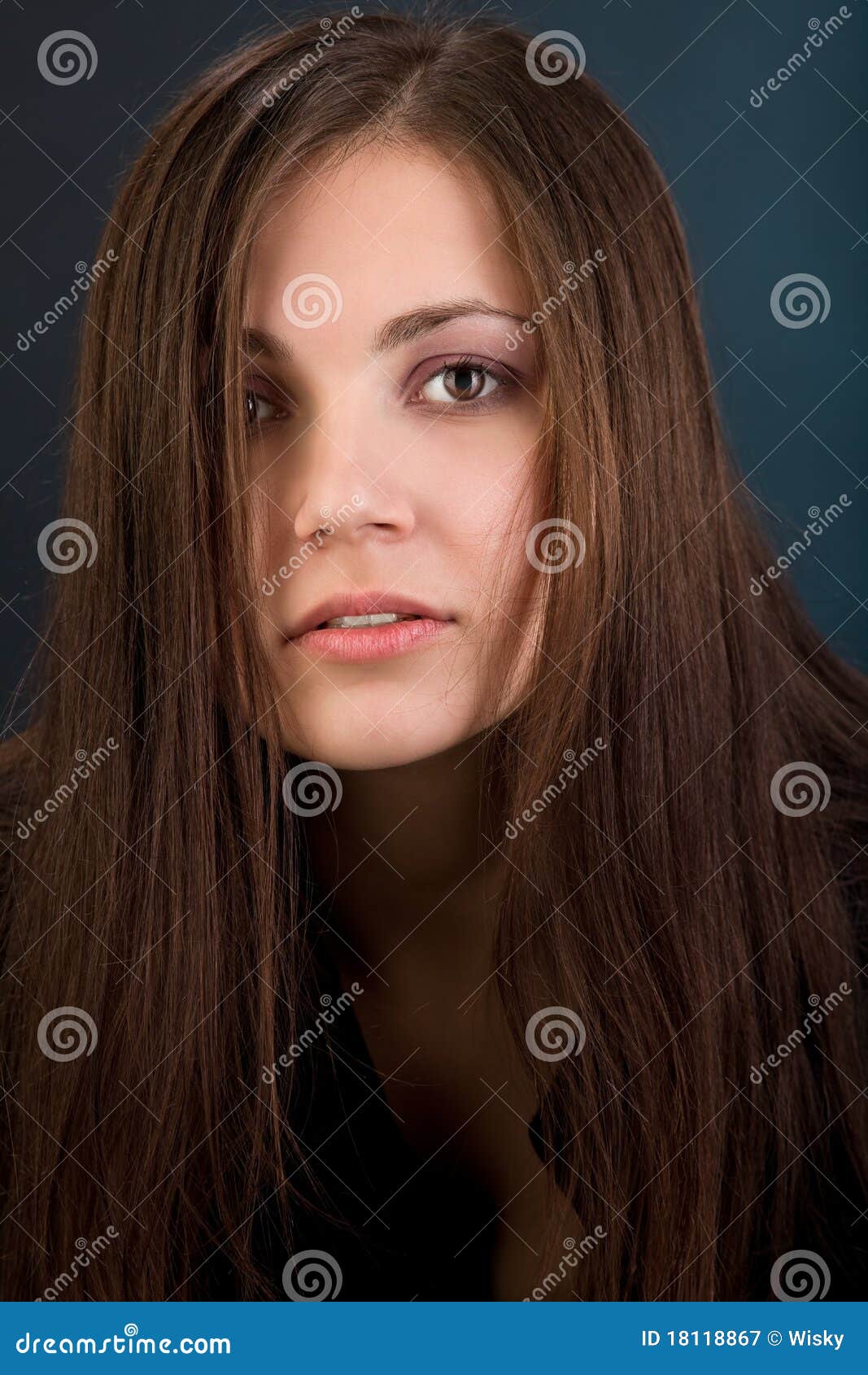 Young Woman with Long Hair in Sad Stock Image - Image of beauty, stare ...