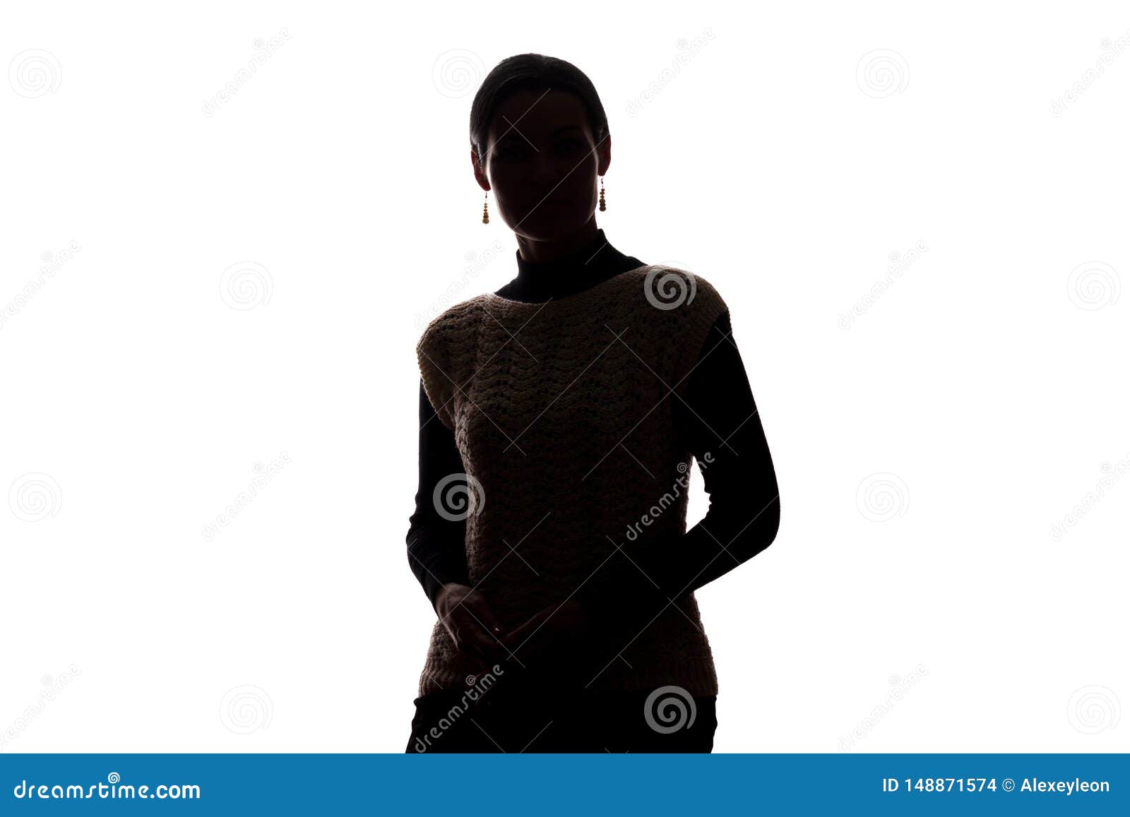 Young Woman Look Ahead - Horizontal Silhouette Stock Photo - Image of ...