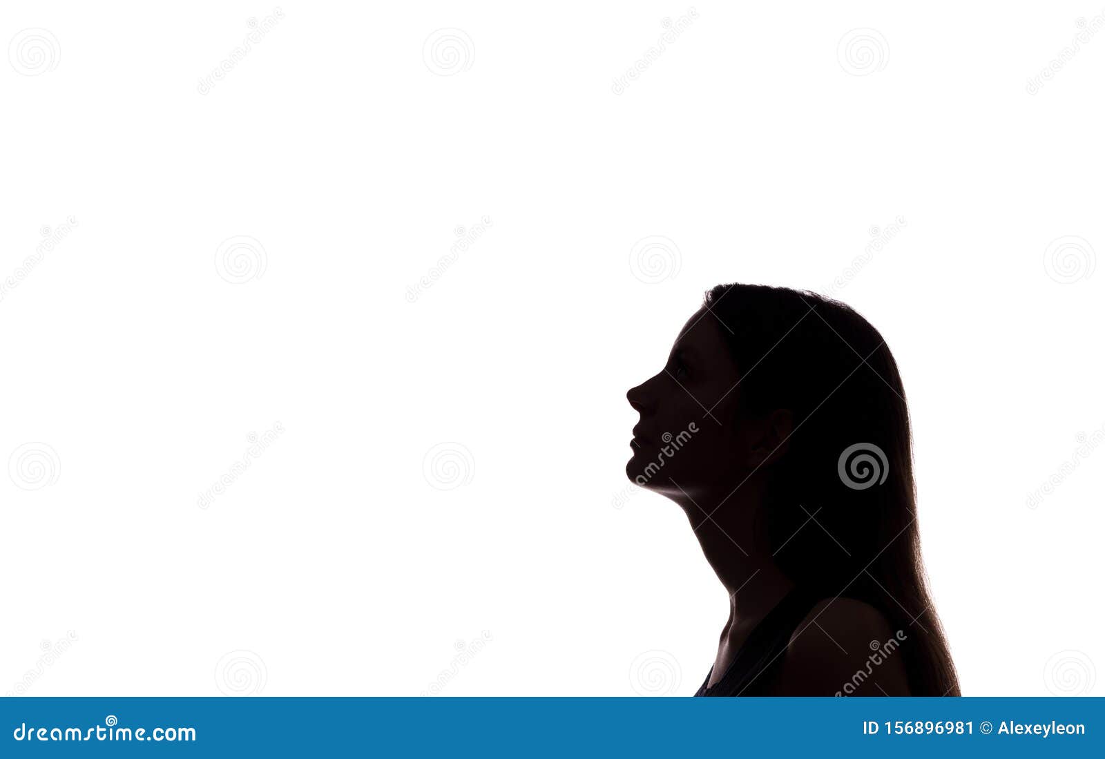 Young Woman Look Ahead - Horizontal Silhouette Stock Image - Image of ...