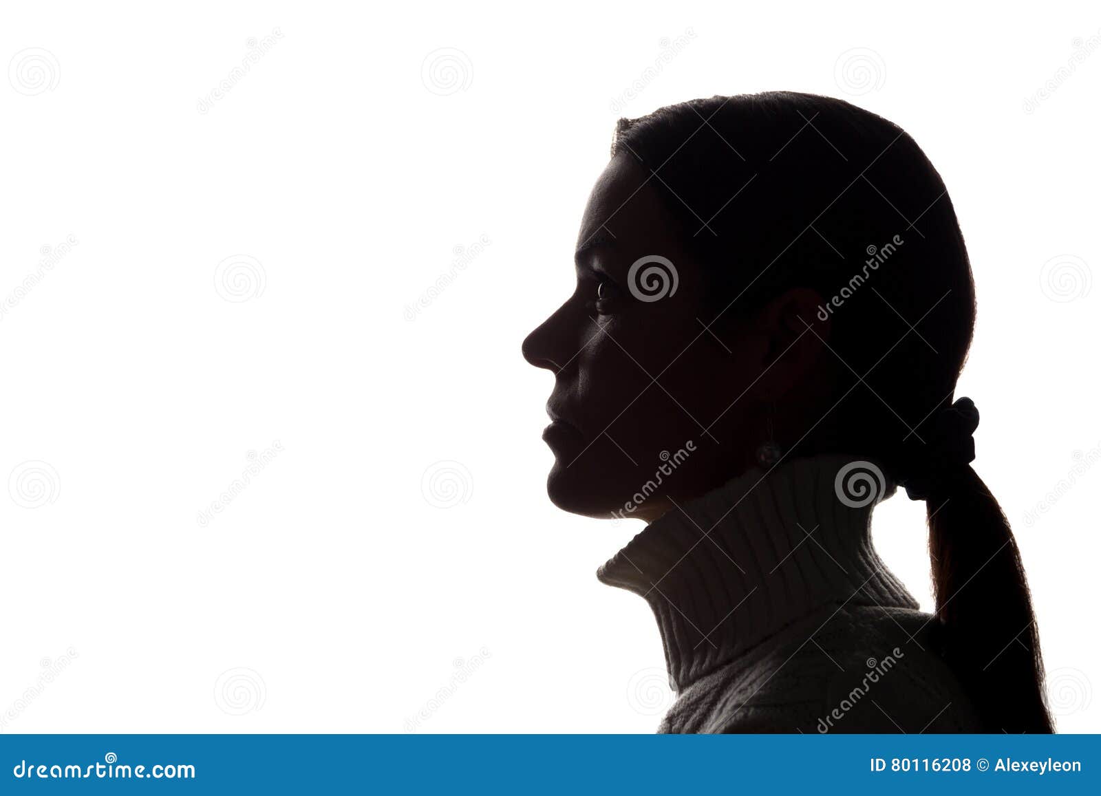 Young Woman Look Ahead - Horizontal Silhouette Stock Photo - Image of ...