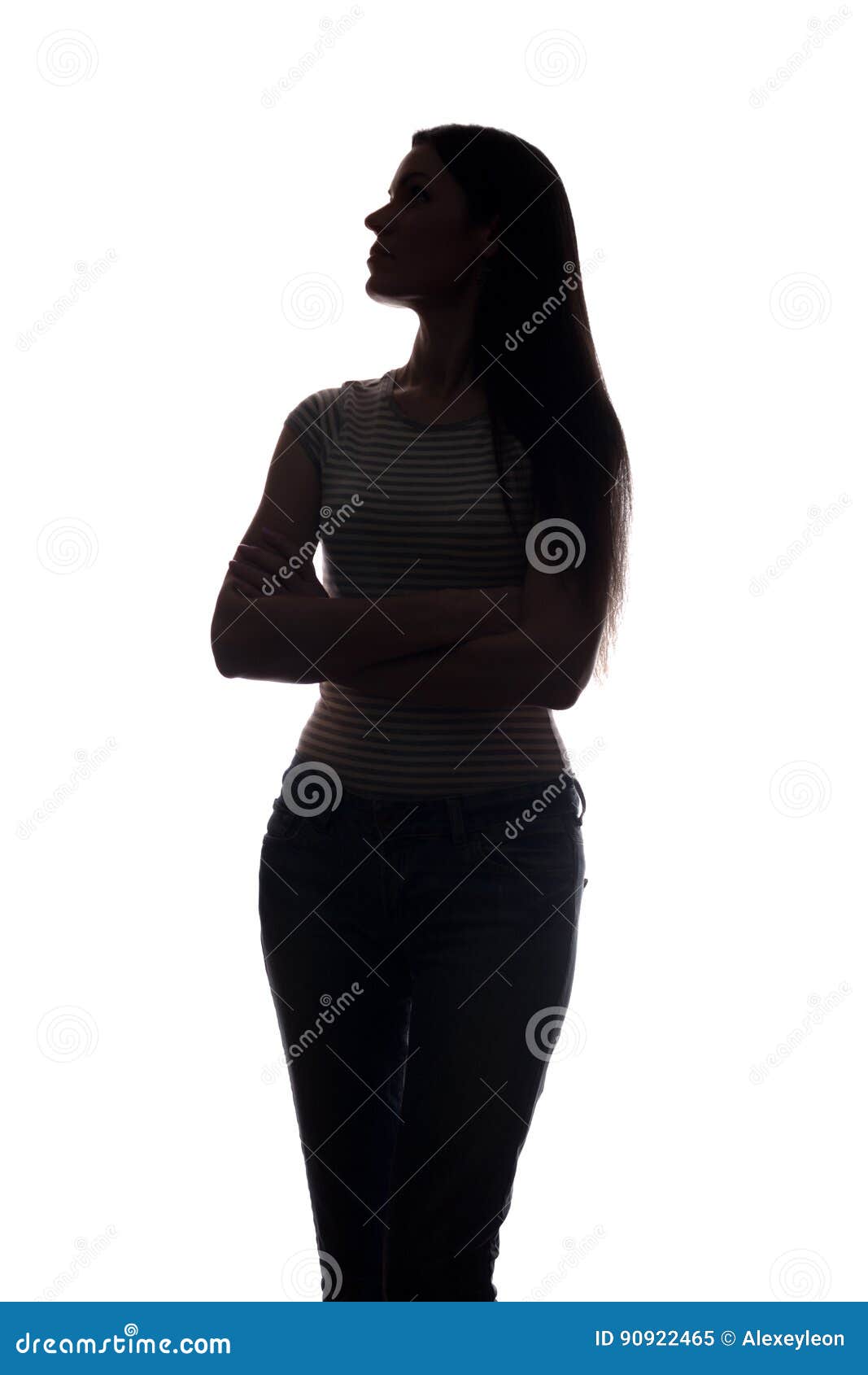 Young Woman Look Ahead - Vertical Silhouette Stock Image - Image of ...