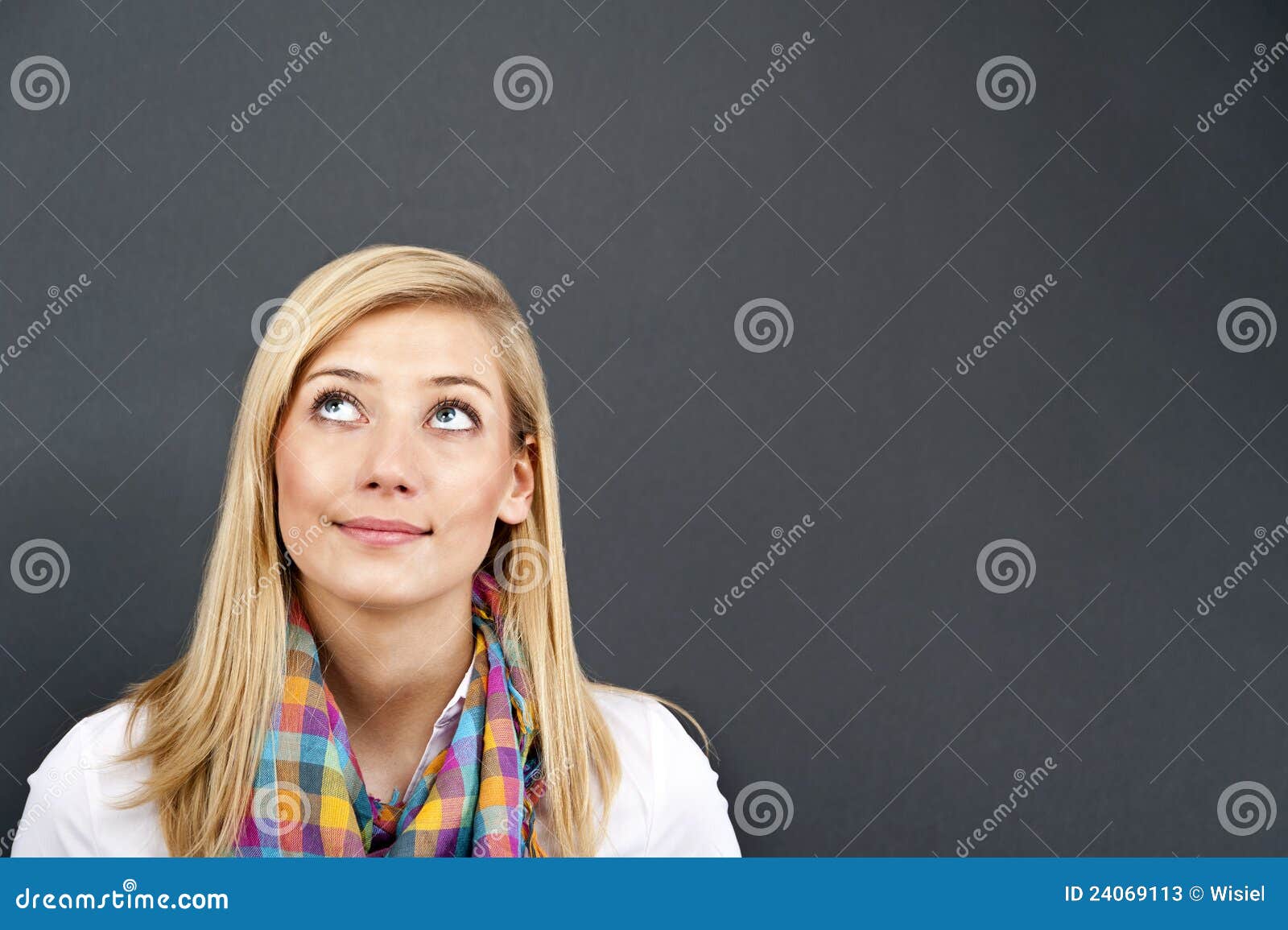 Young woman look up stock image. Image of copyspace, natural - 24069113