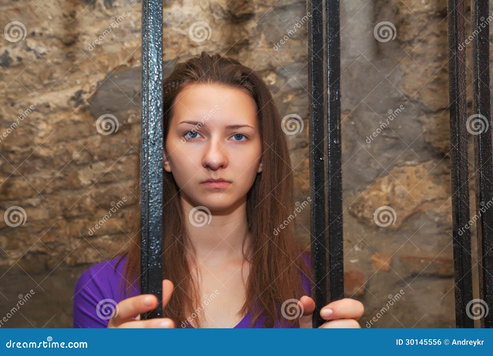 Young Woman Behind the Bars Stock Photo - Image of convict, cage: 30145556