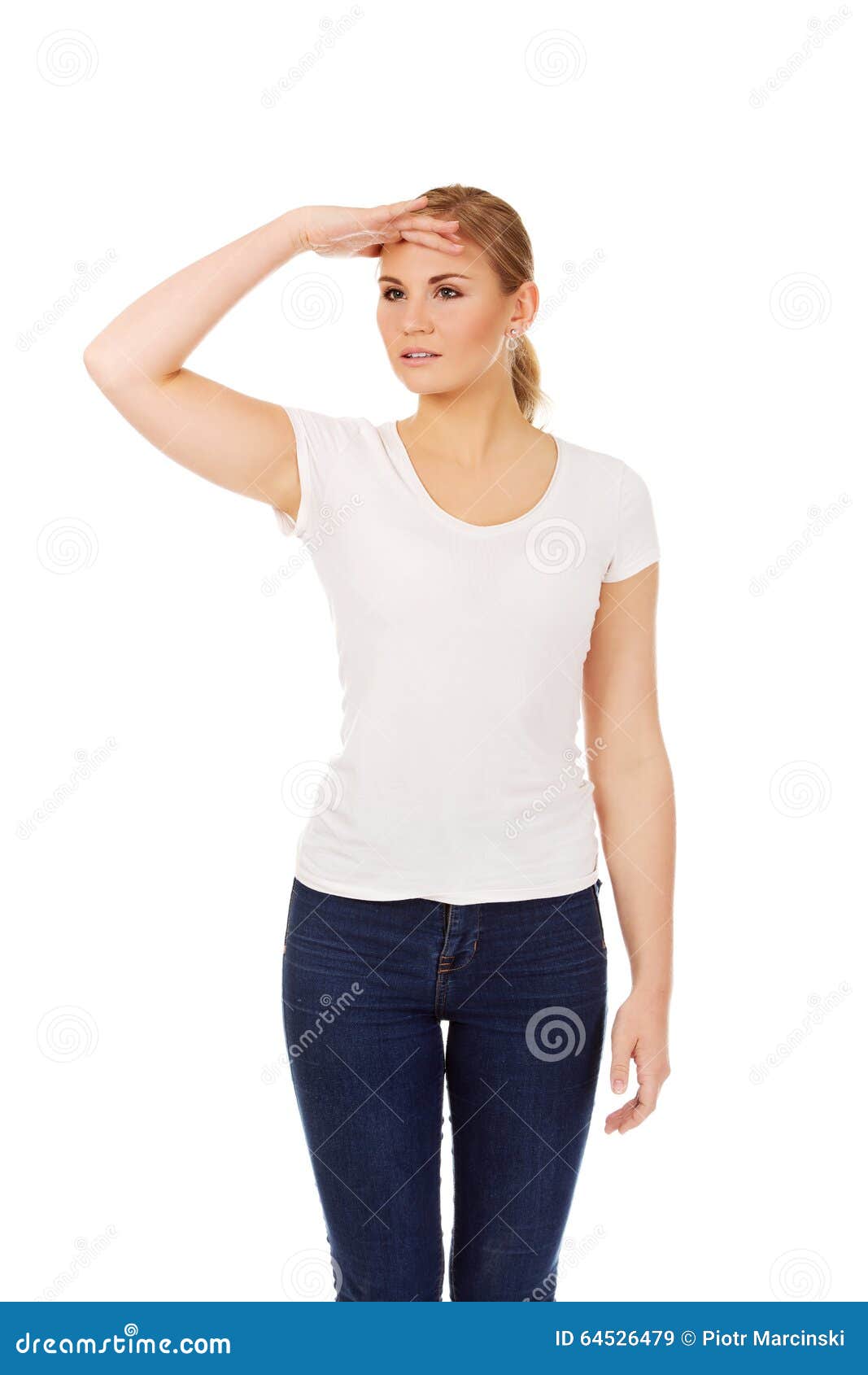 Young Woman Looking into the Distance. Stock Image - Image of casual ...