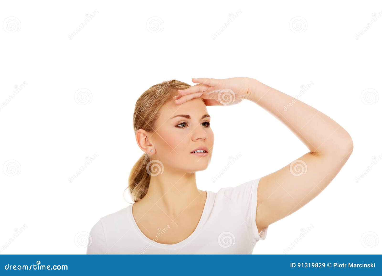 Young Woman Looking into the Distance. Stock Image - Image of ...