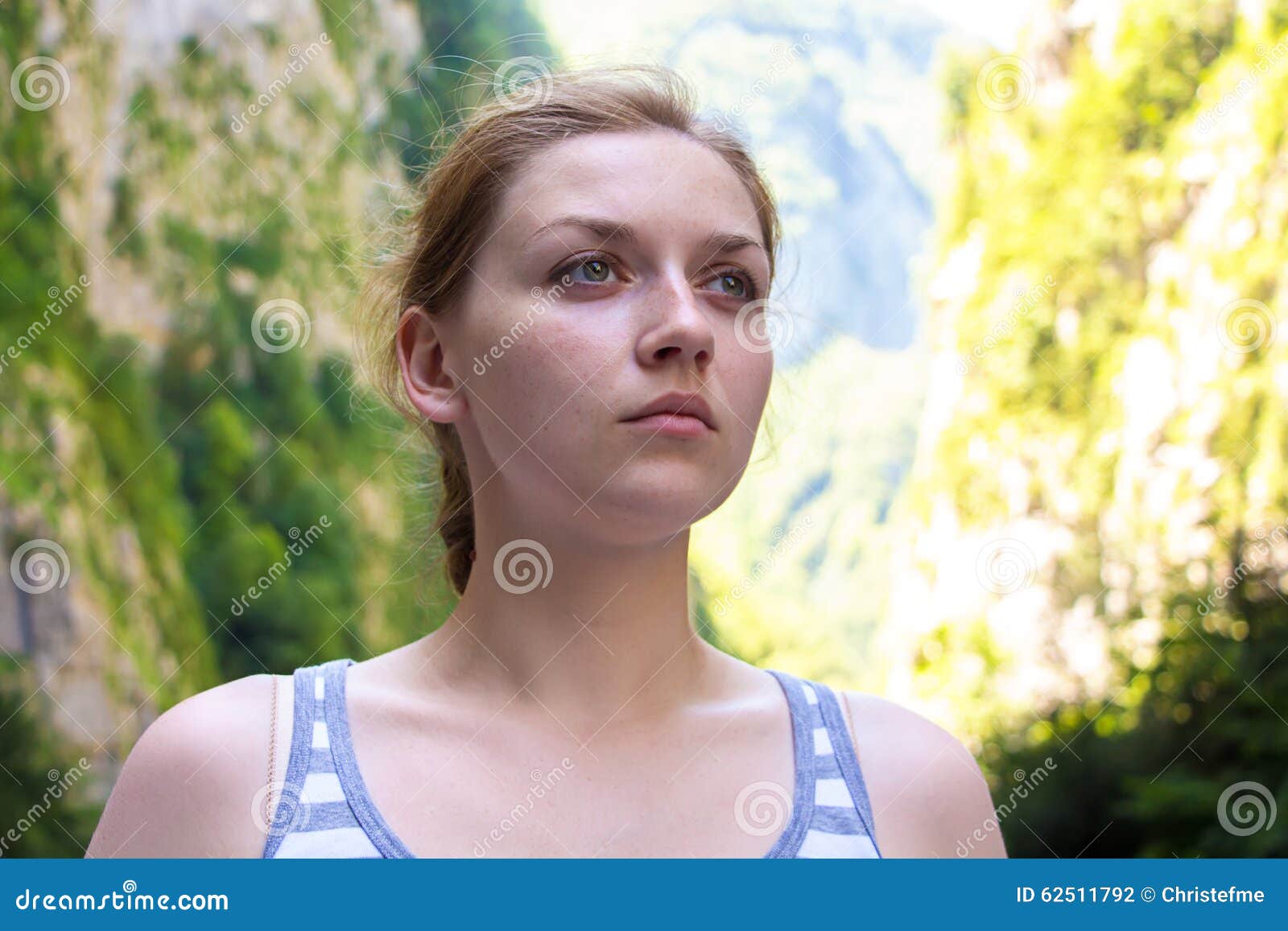 Young Woman Looking into the Distance Stock Photo - Image of woman ...