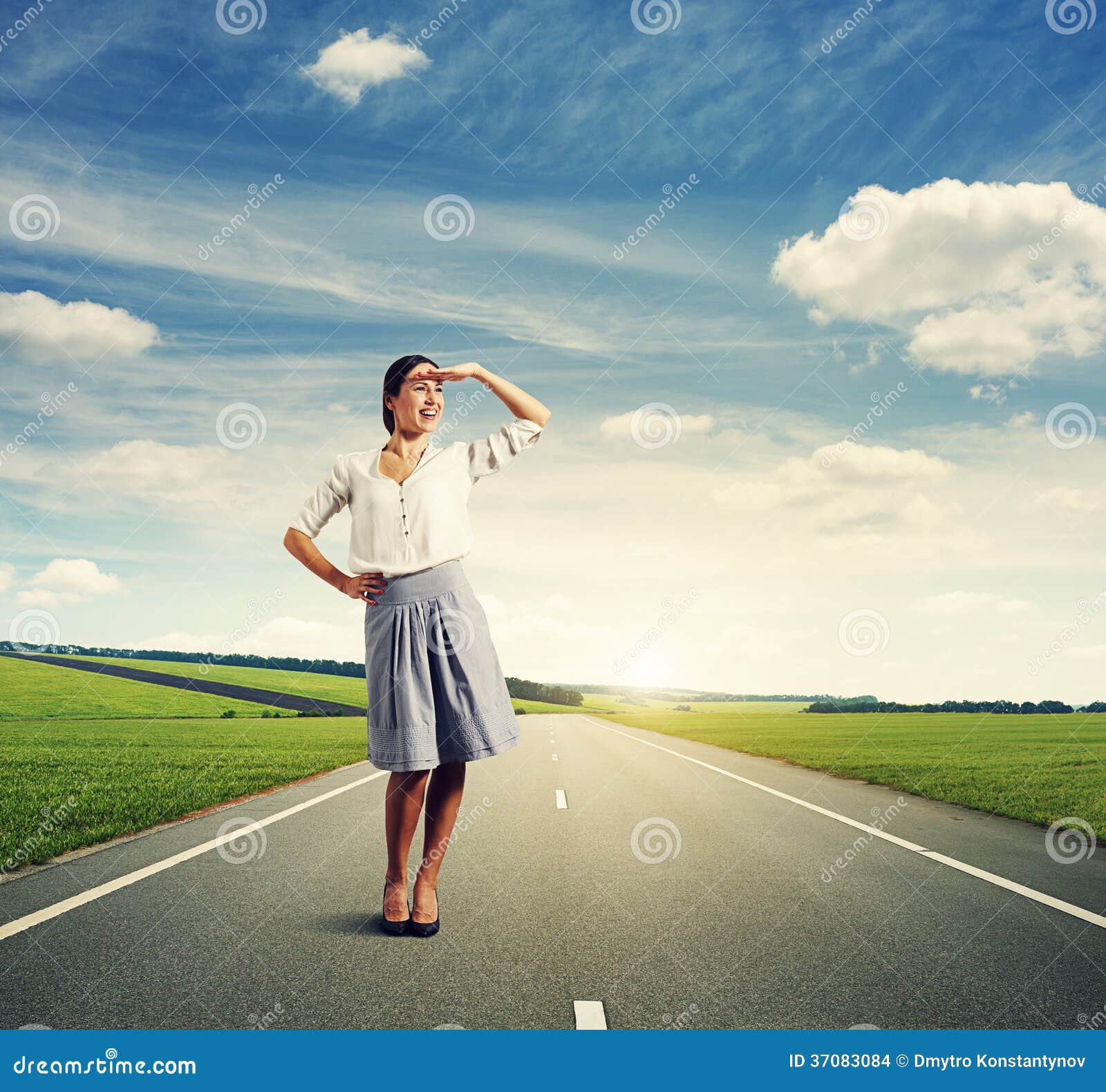 Young Woman Looking Distant Stock Photo - Image of field, happy: 37083084