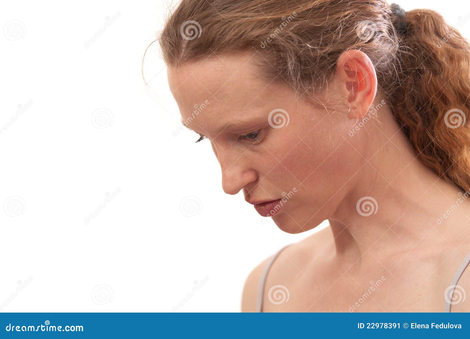 Young Woman Looking Downwards Stock Image - Image of spase, young: 22978391