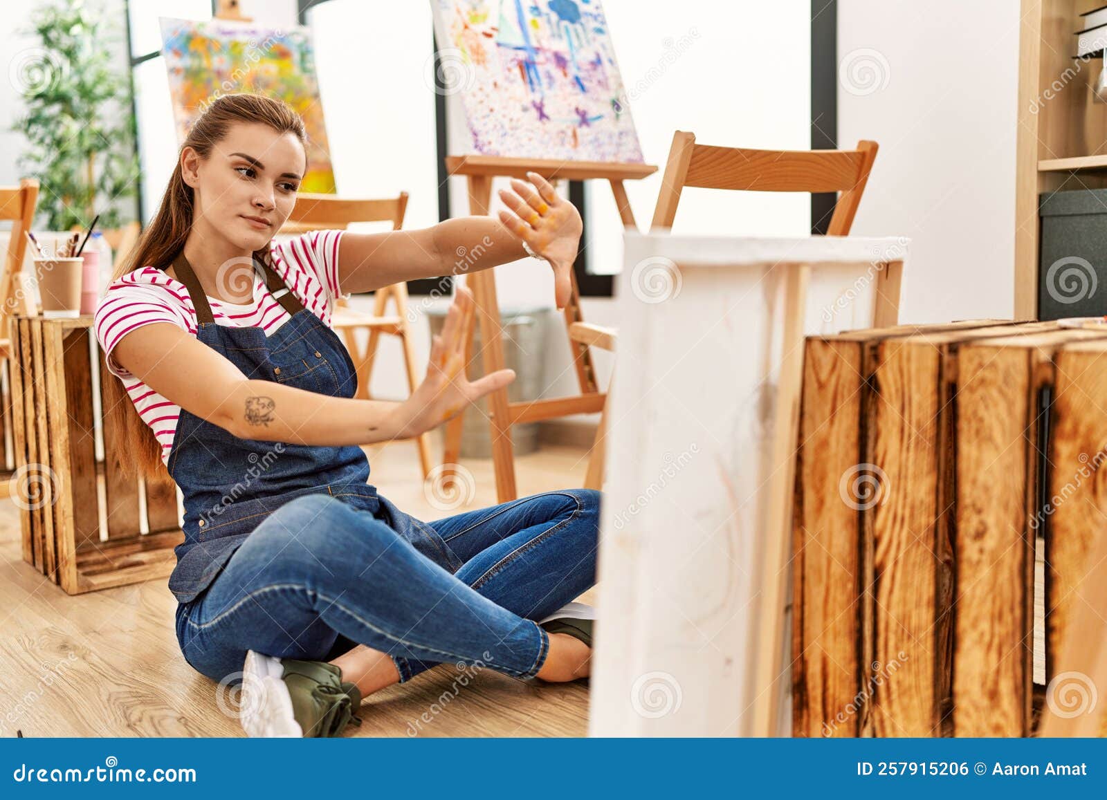 Young Woman Looking Draw at Art Studio Stock Photo - Image of caucasian ...