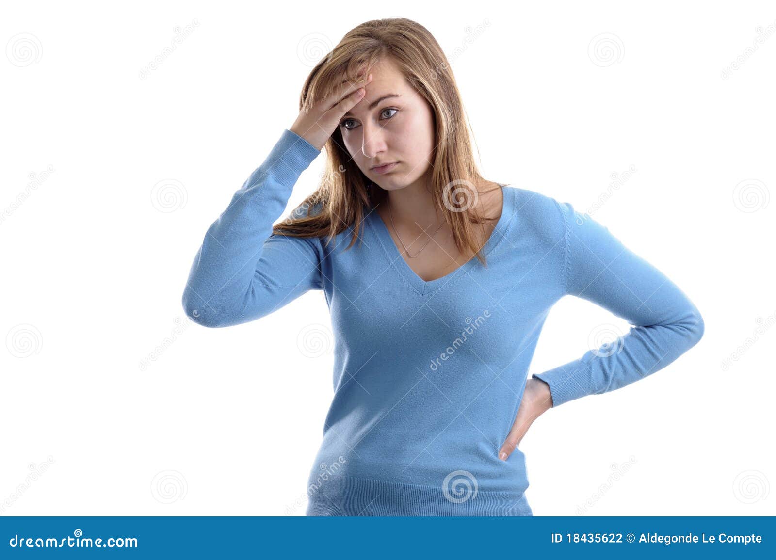 Young Woman Looking Dubious Stock Photo - Image of horizontal, thinking ...