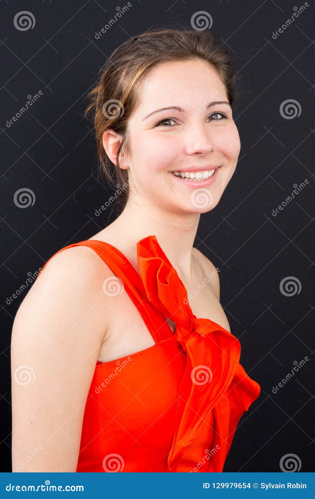 Young Woman Looking with Easy Attractive Smile Stock Photo - Image of ...