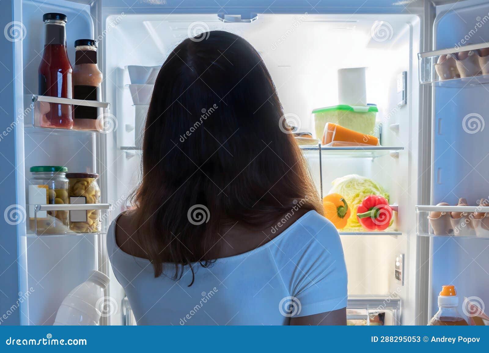 Young Woman Looking in Fridge Stock Image - Image of diet, hungry ...