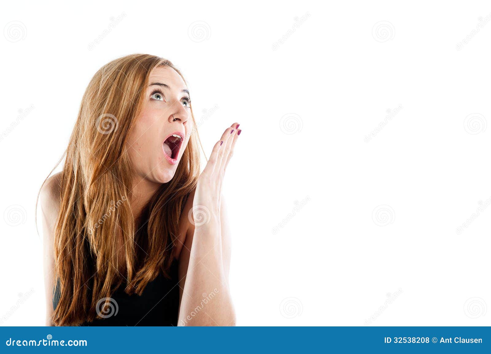 Young Woman Looking Gasping in Shock Stock Photo - Image of background ...