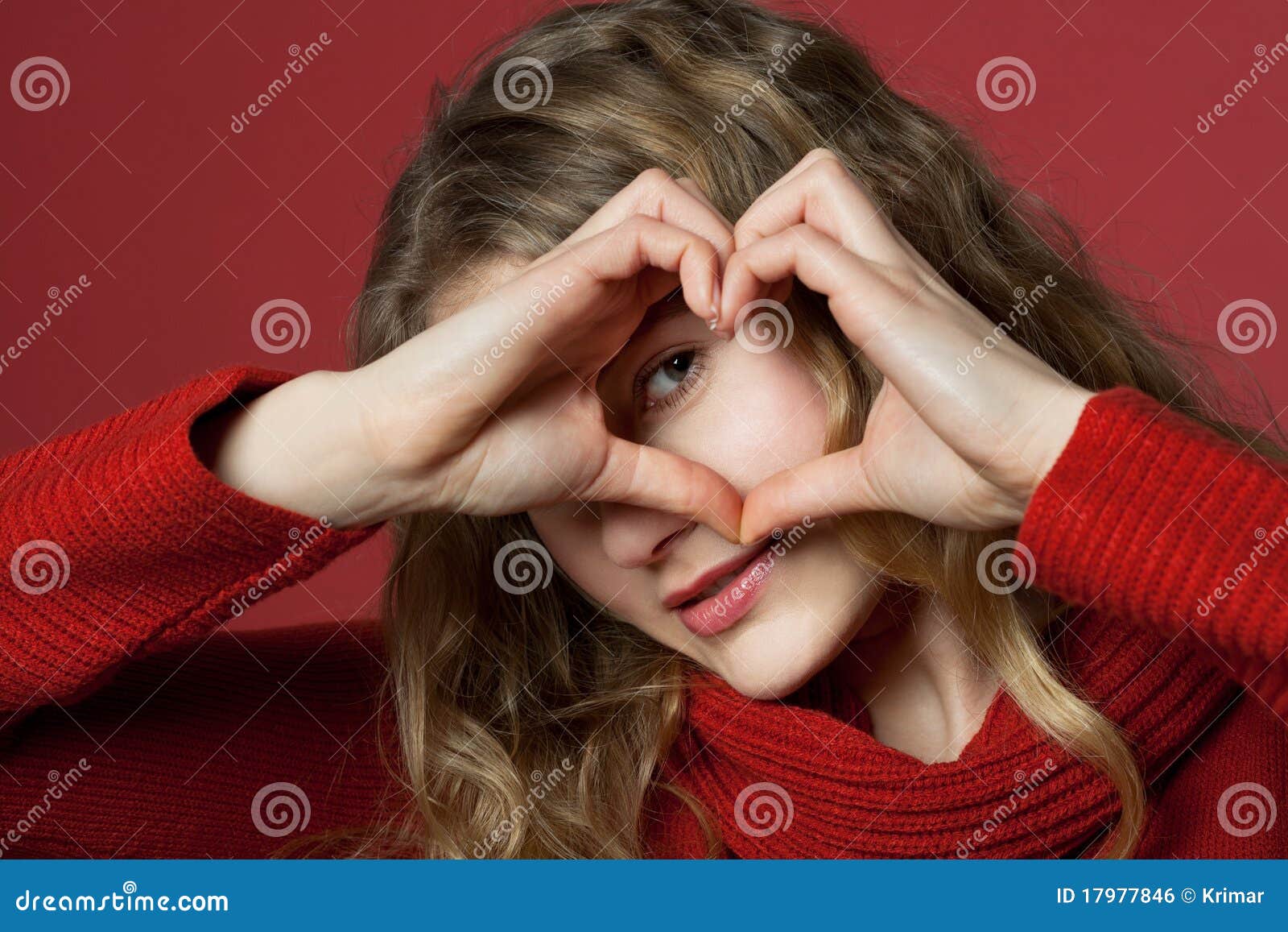 Young Woman Looking through Heart Stock Photo - Image of adult, looking ...