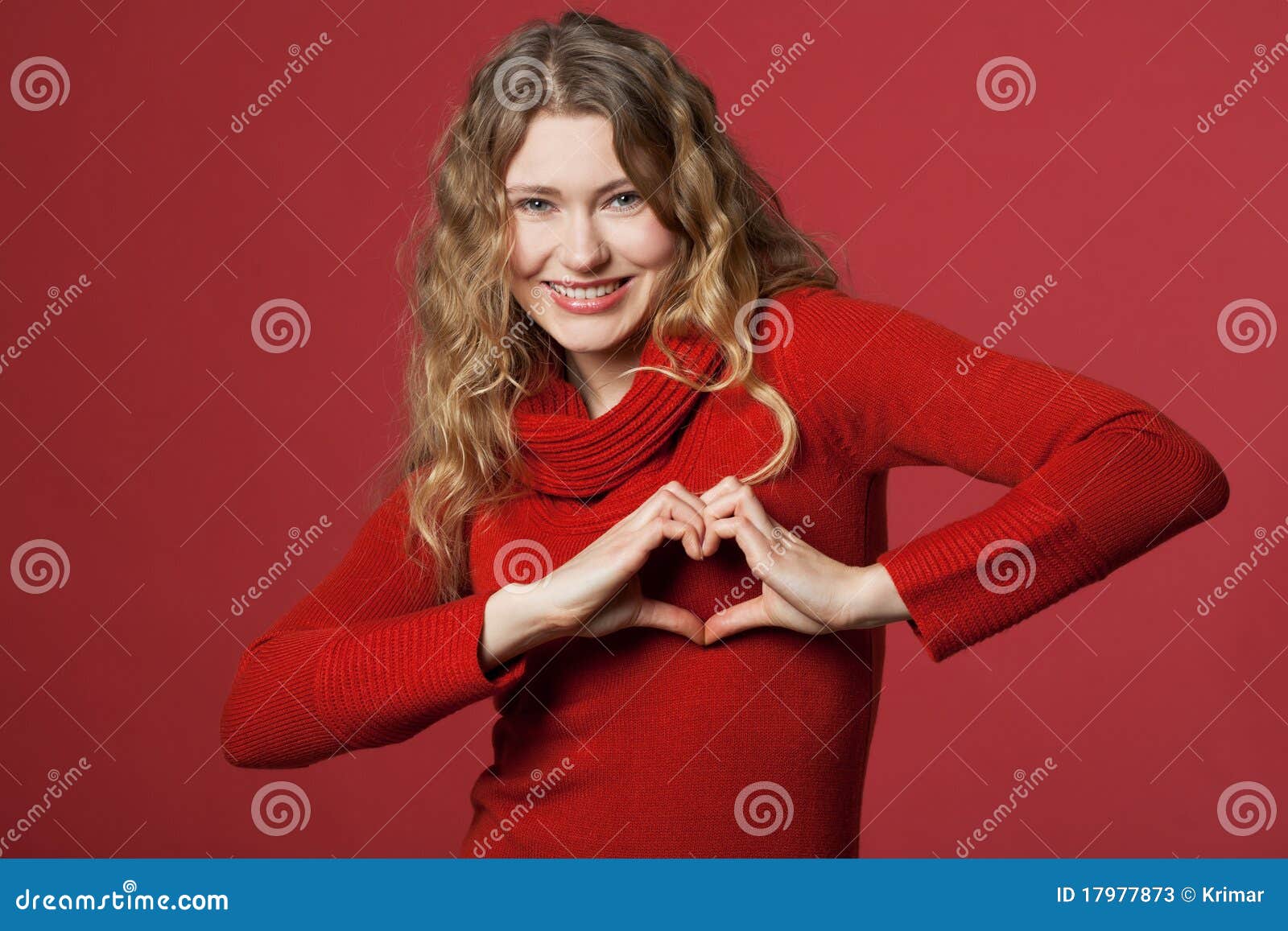 Young Woman Looking through Heart Stock Image - Image of passionate ...