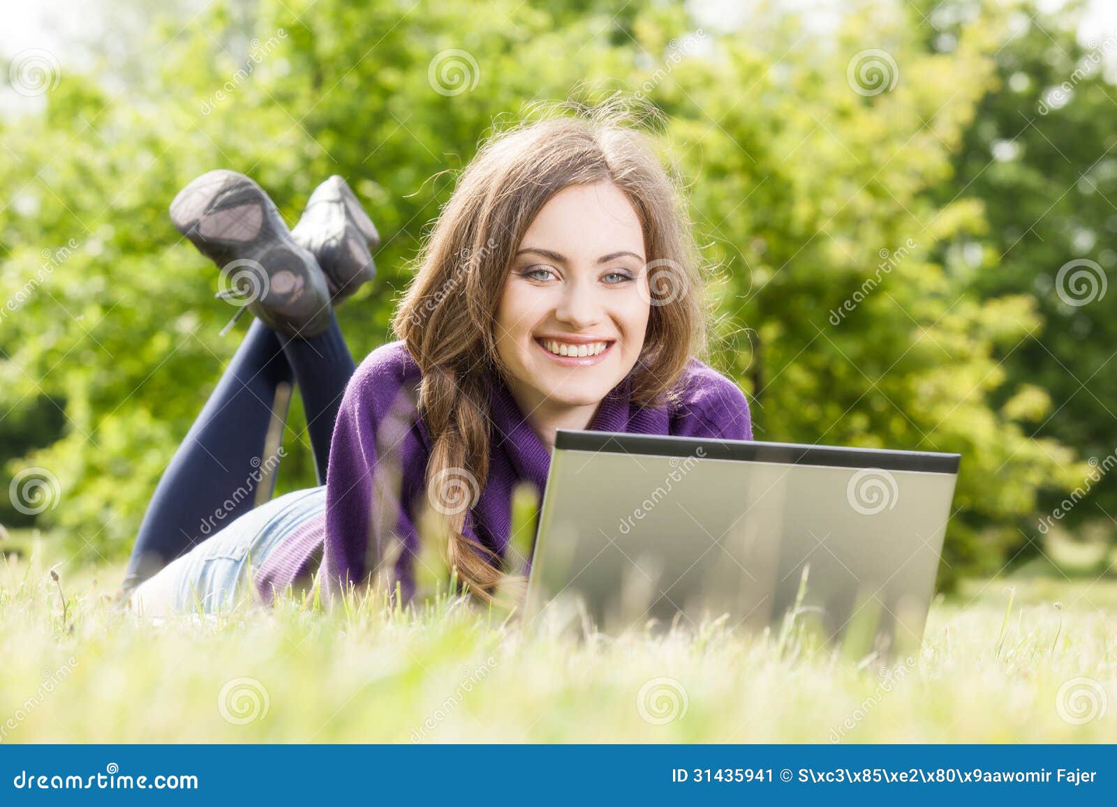 Young Woman Looking at Her Laptop Stock Image - Image of young, student ...