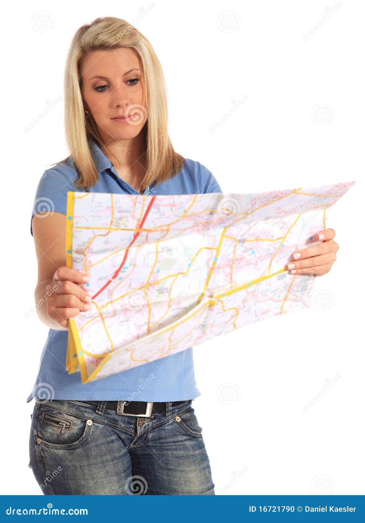 Young Woman Looking at a Map Stock Photo - Image of background, young ...