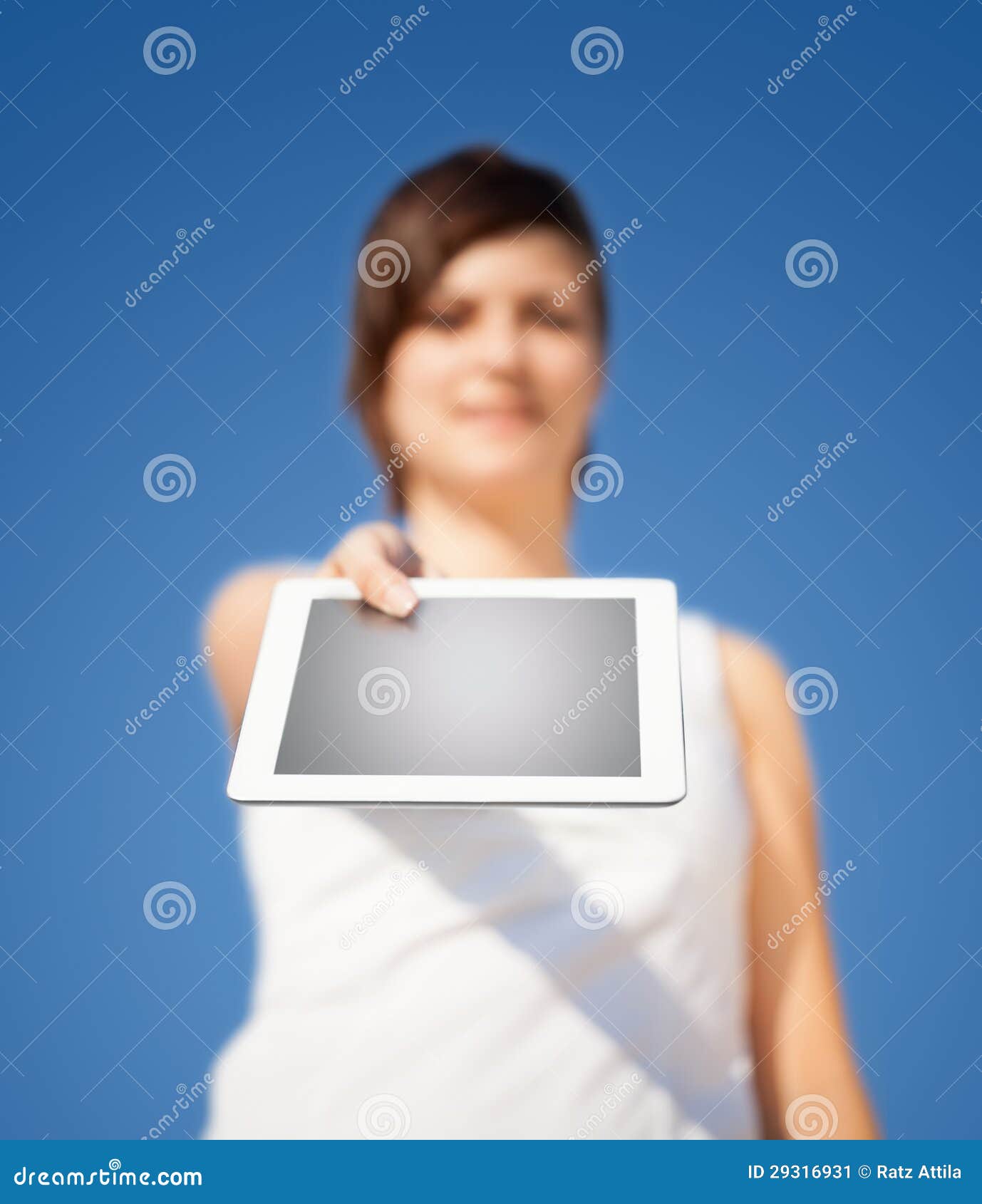 Young Woman Looking at Modern Tablet Stock Image - Image of diagram ...
